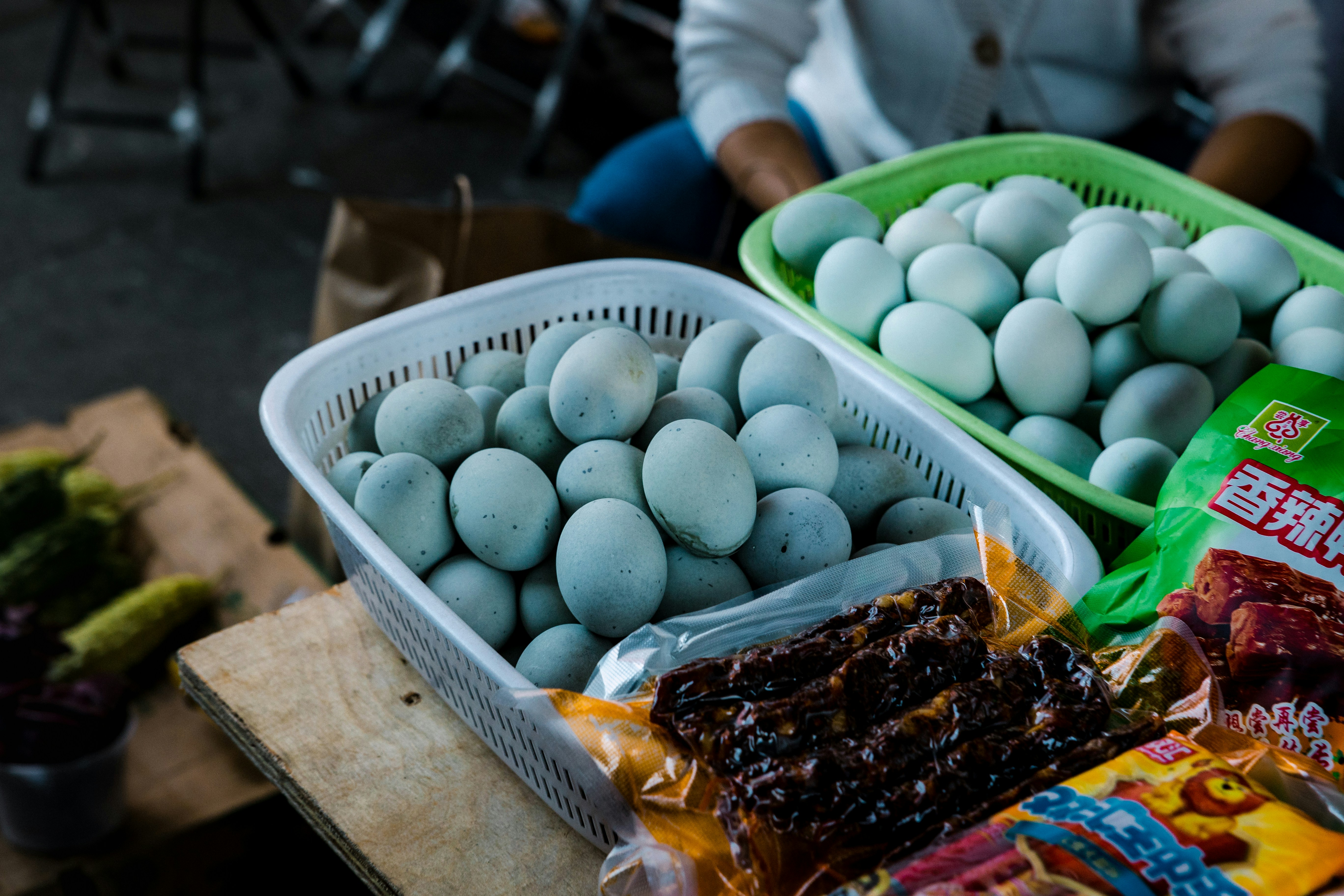a couple of baskets full of food