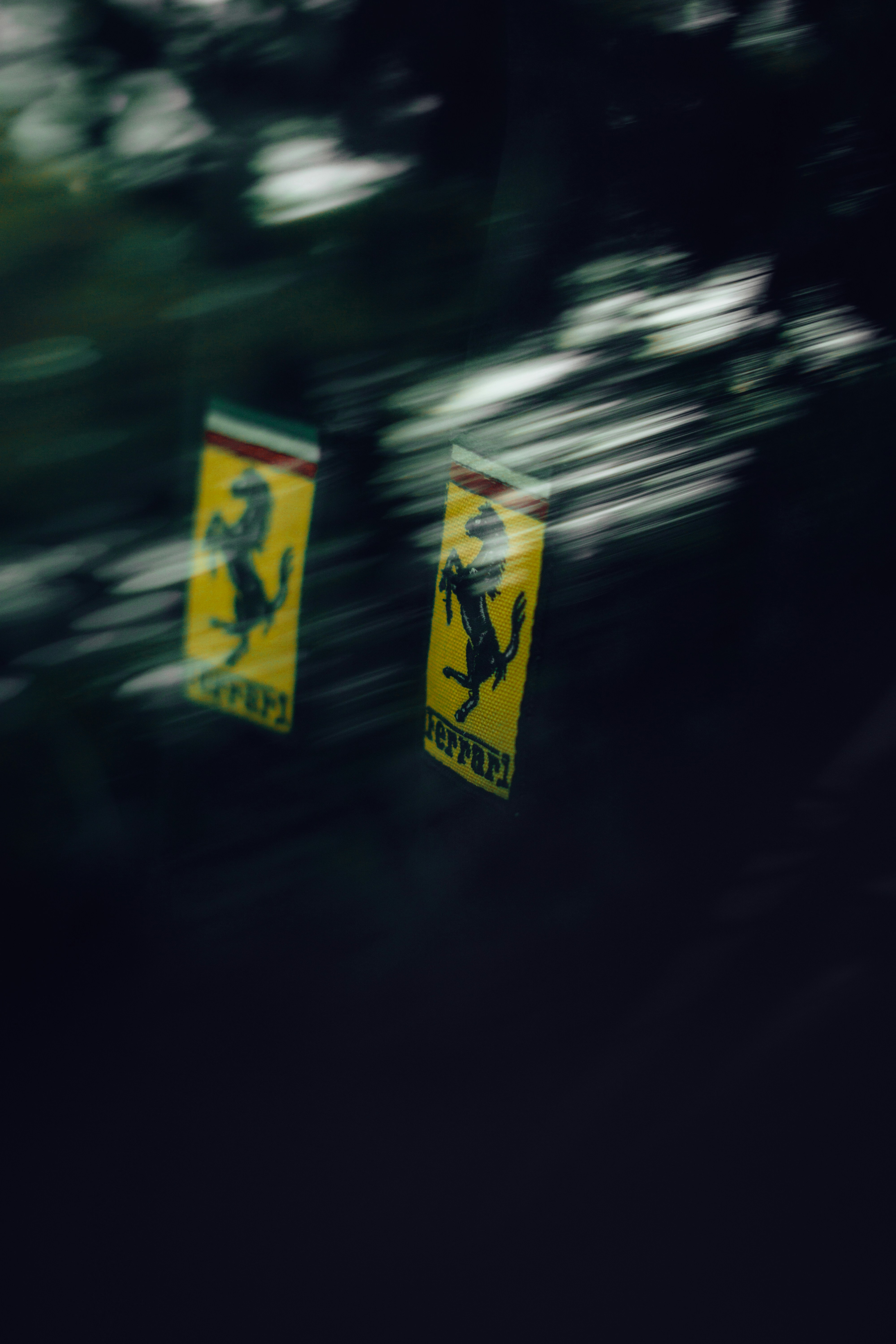 Yellow Ferrari Flags in a Submerged Motion Blur