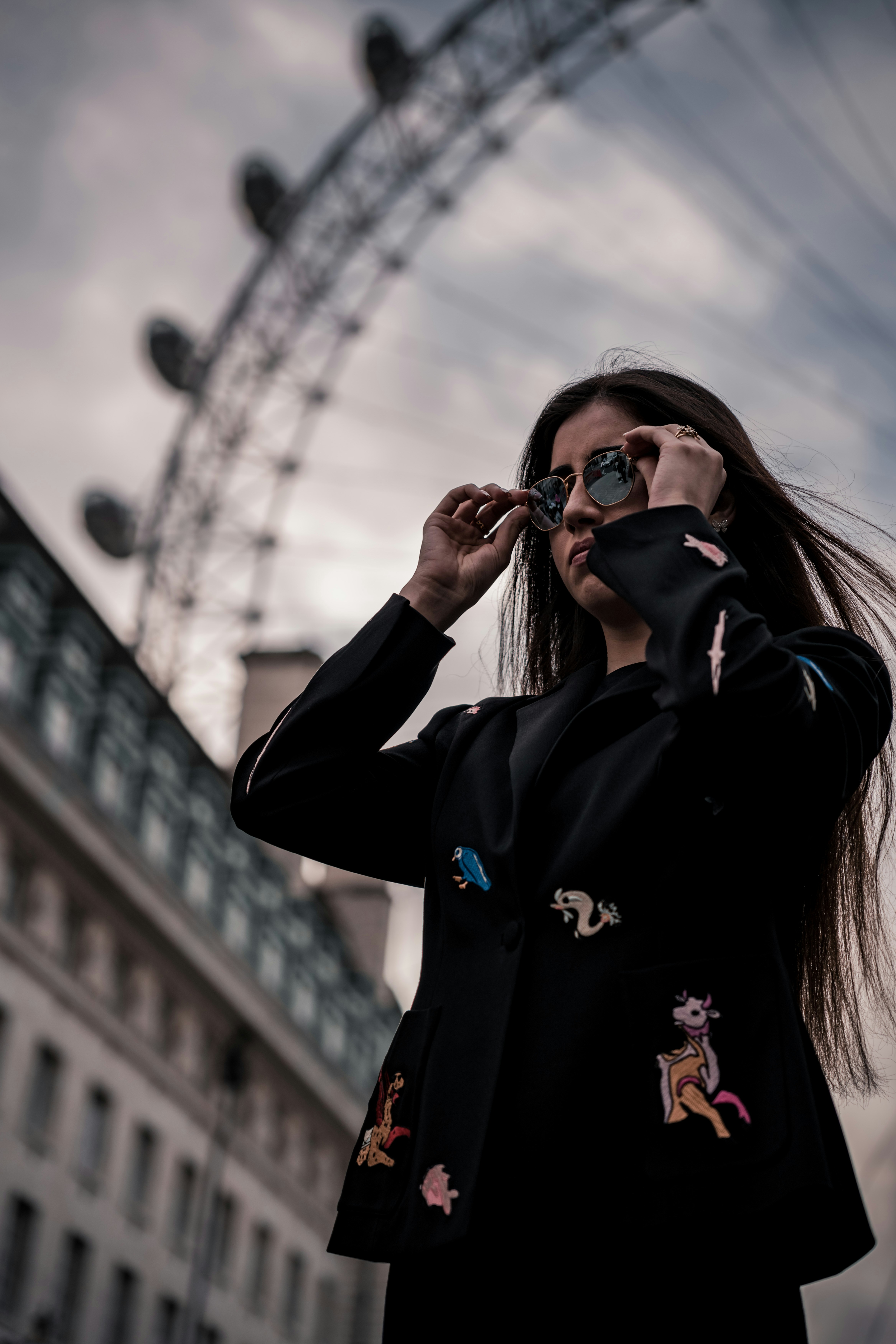 Under the London Eye: A Fashion Portrait in Dusky Light