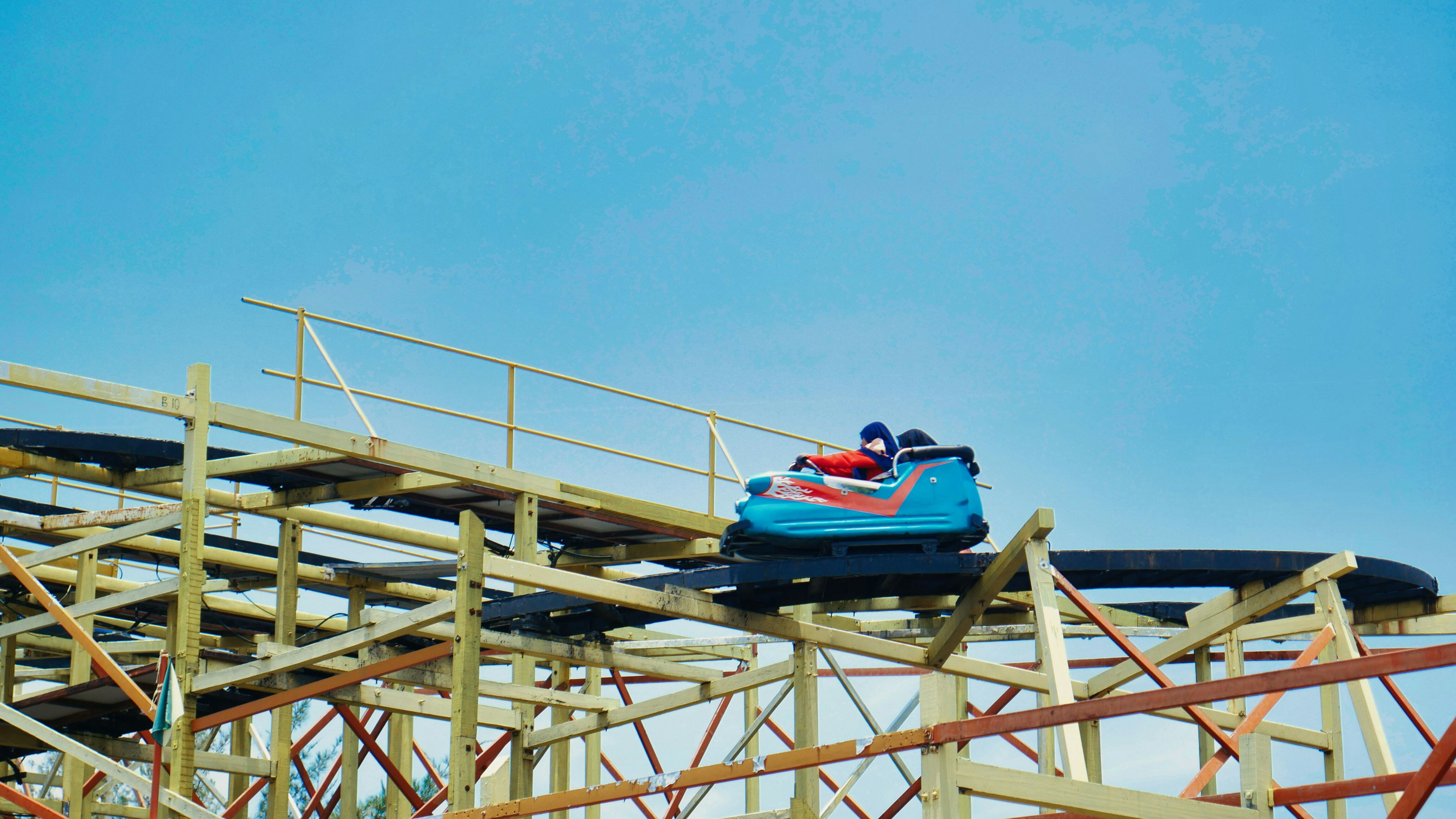 A roller coaster with a blue sky photo – Free Wisata bahari lamongan ...