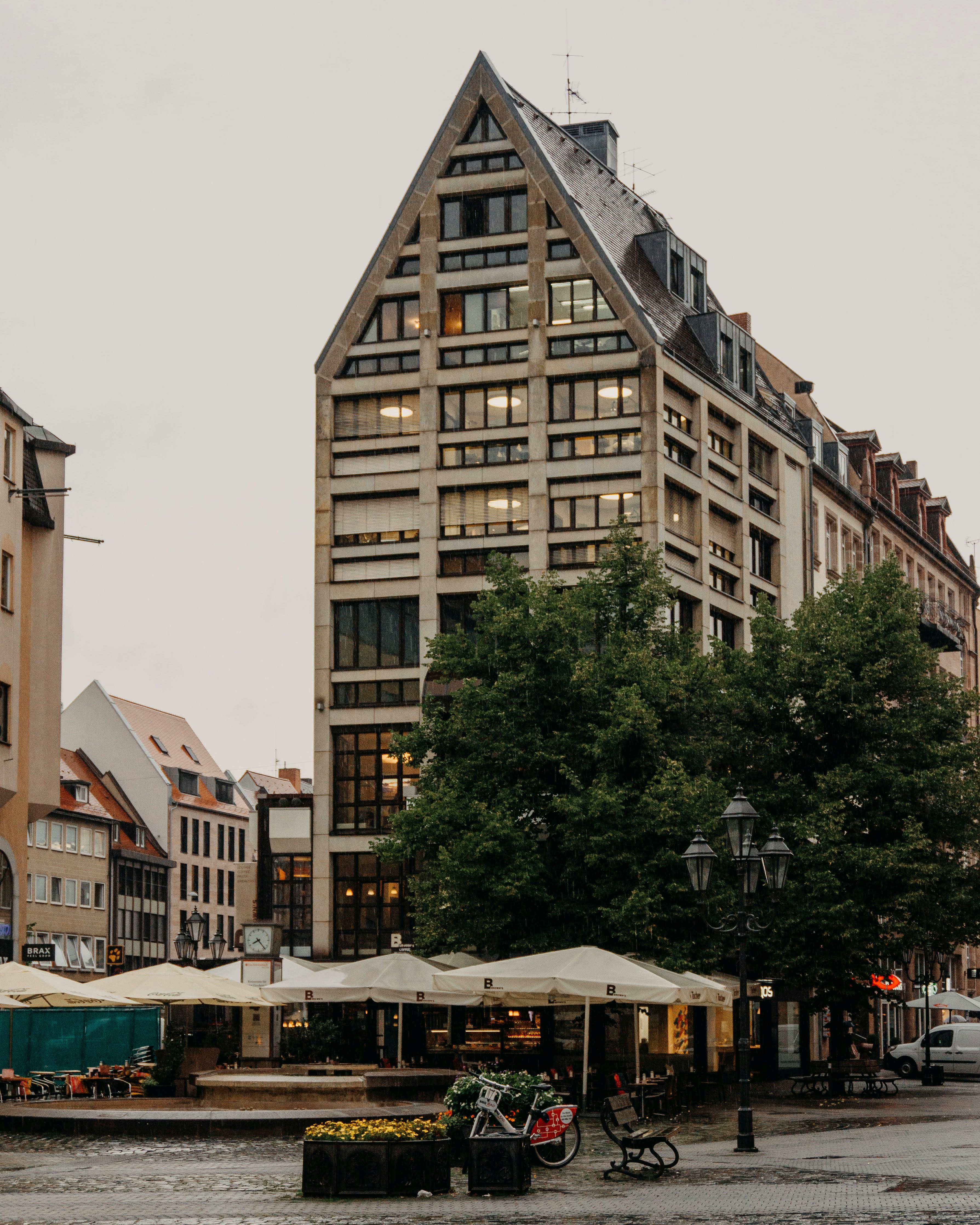 A modern building in the medieval landscape