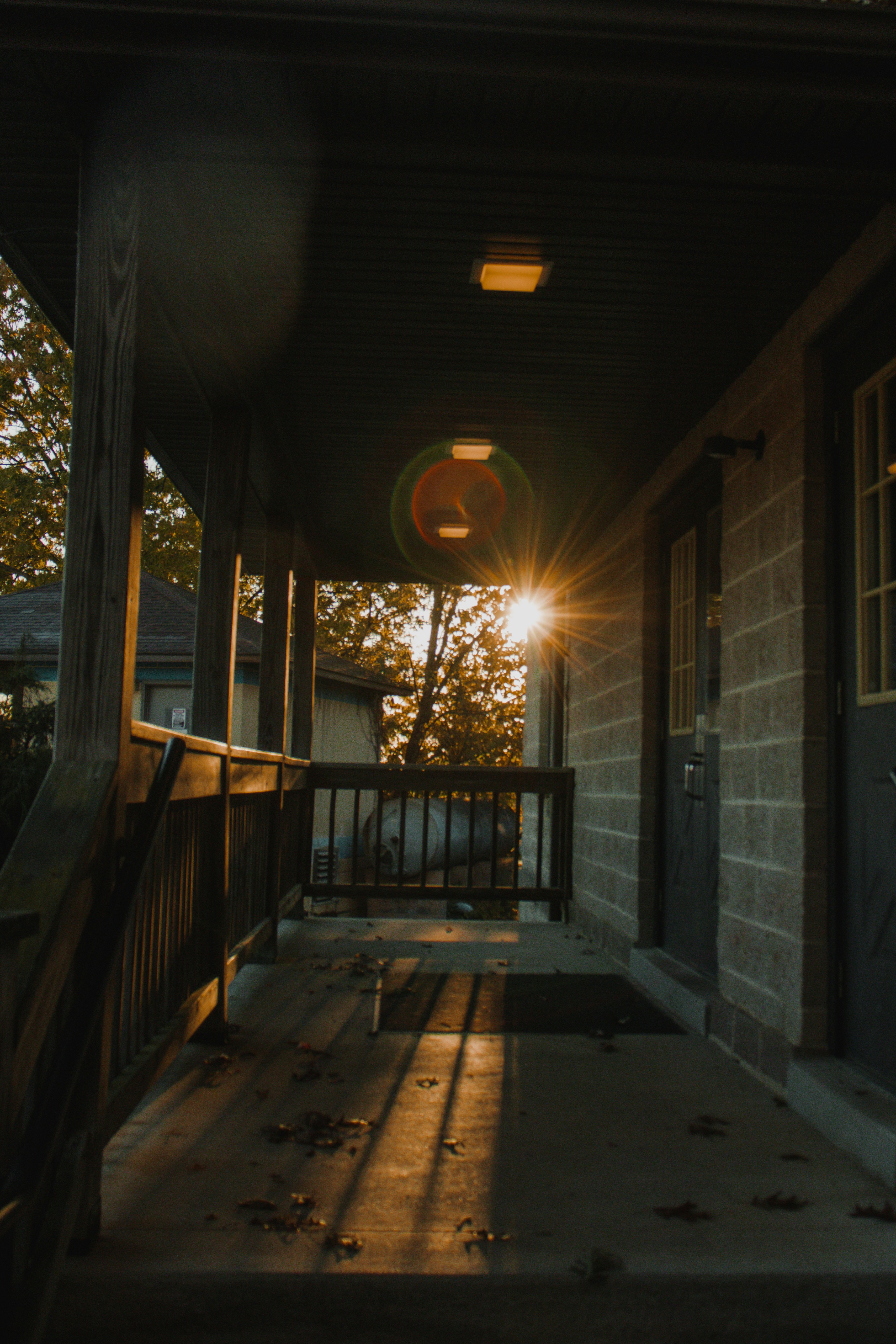Veranda Sunburst: A Dusk Corridor Painted in Light