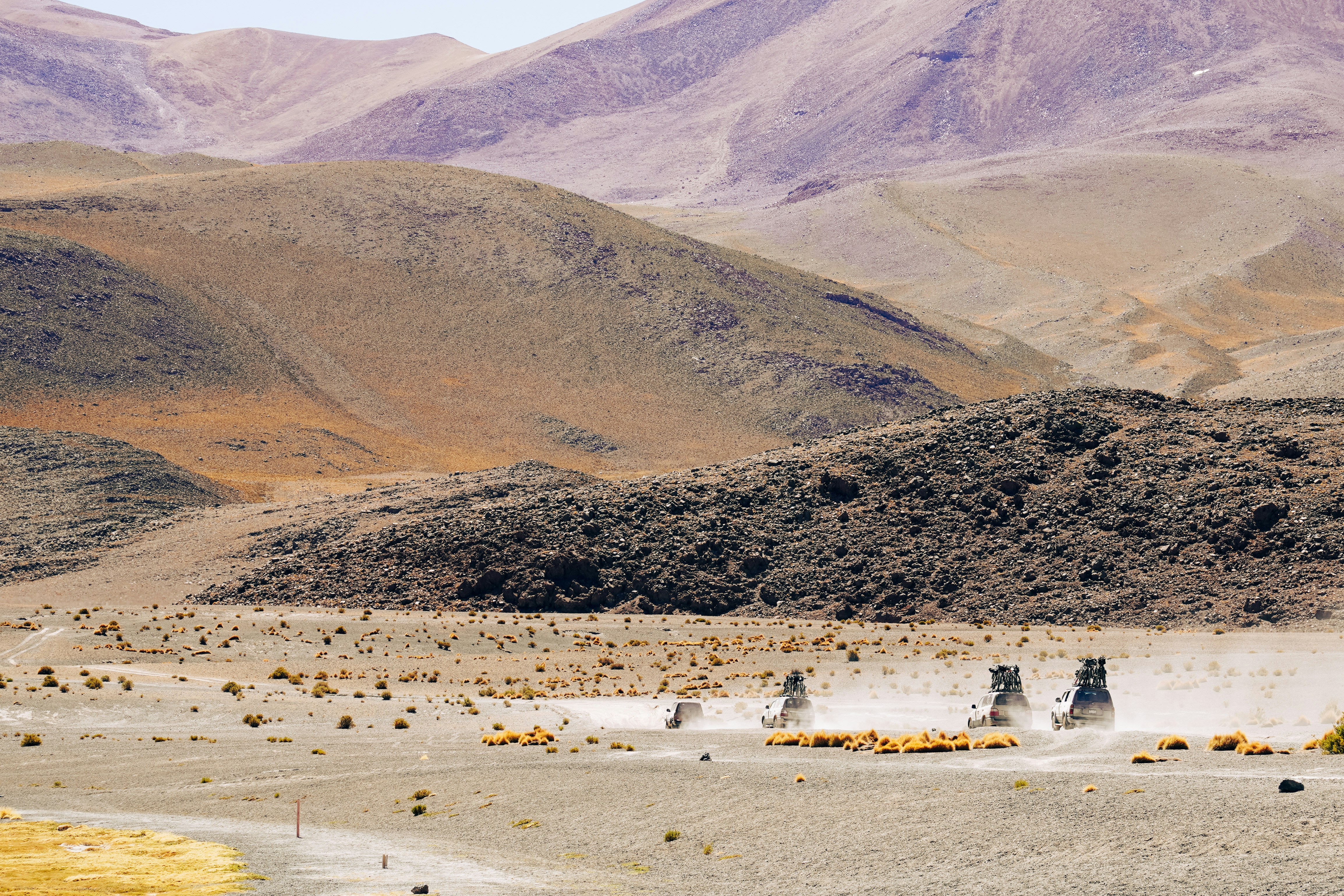 Geyser Columns in a Desolate Volcanic Basin