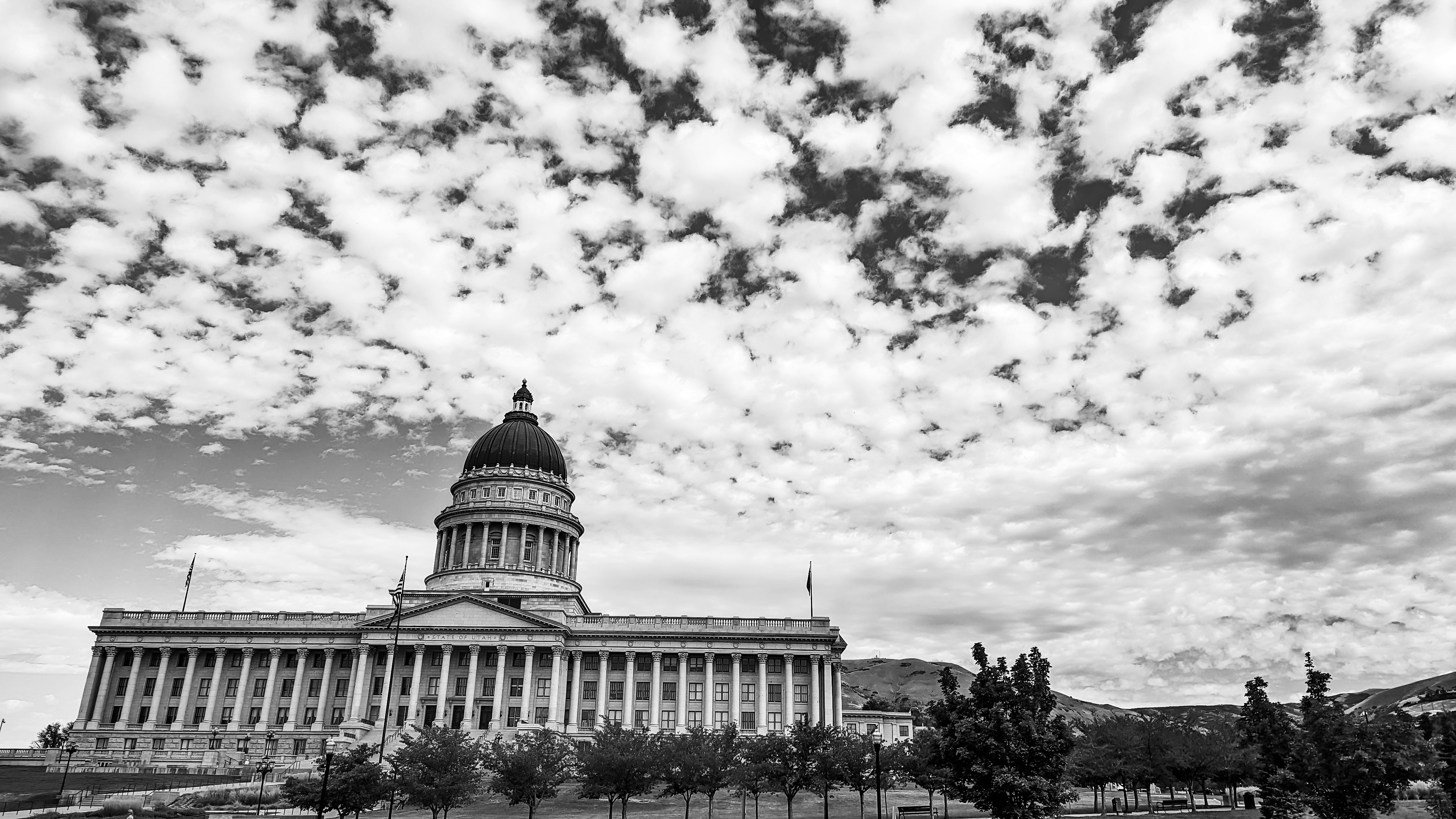 Capitol Dome in Monochrome: A Rhythm of Columns Under a Textured Sky
