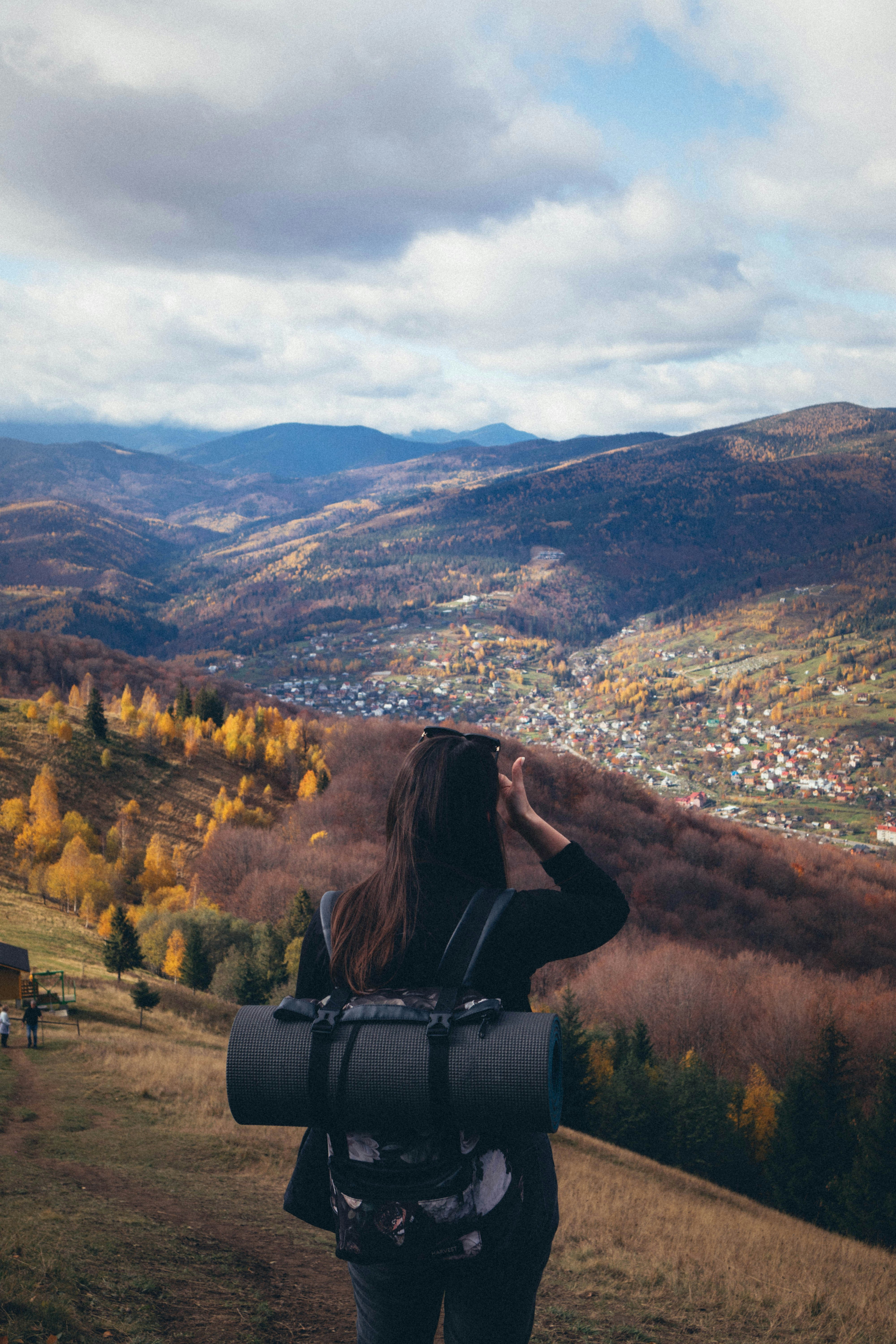 Hiker with a View: Autumn Valley from the Ridge