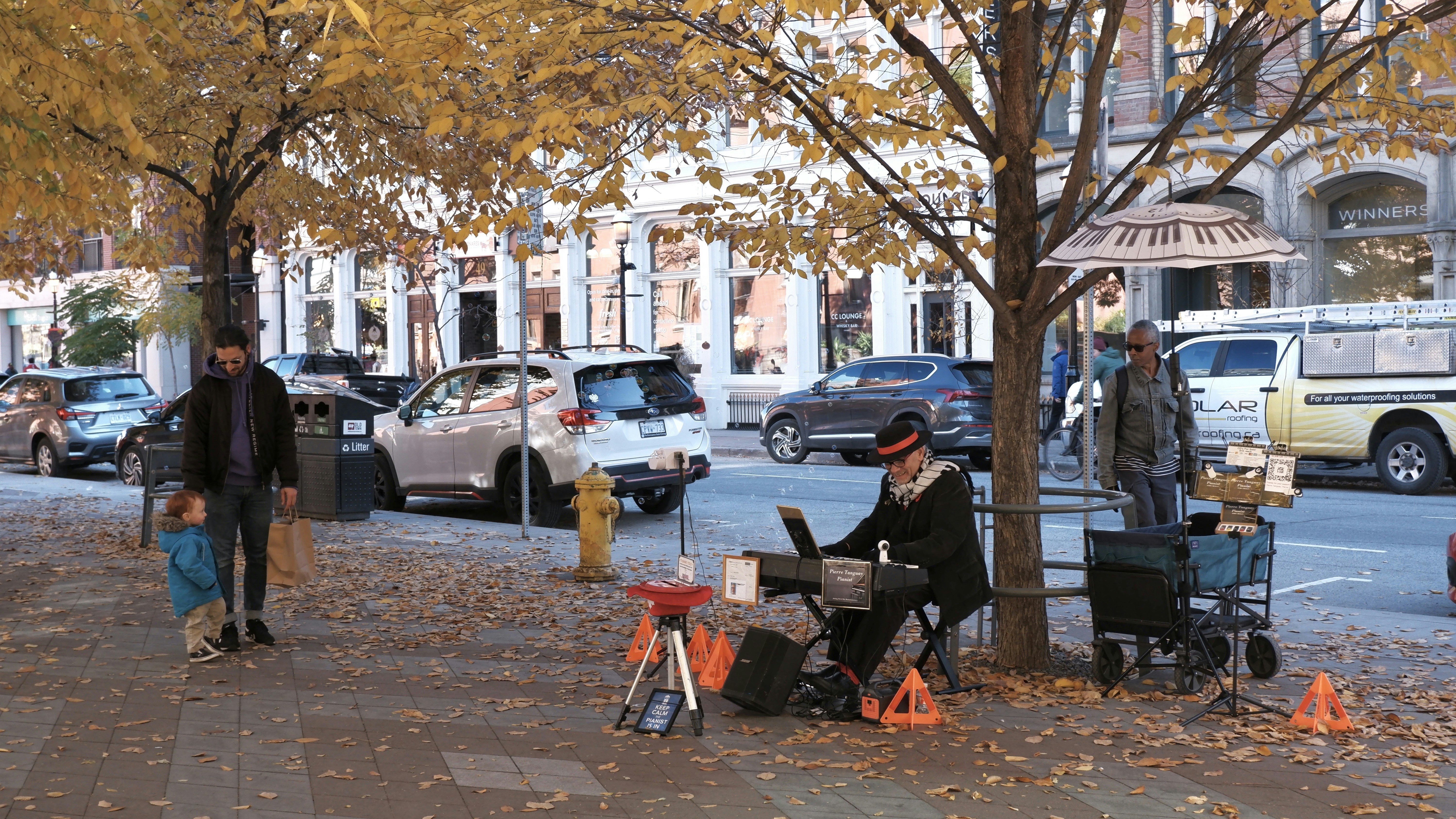 Autumn Street Serenade: A Tiny City Stage Under a Golden Canopy