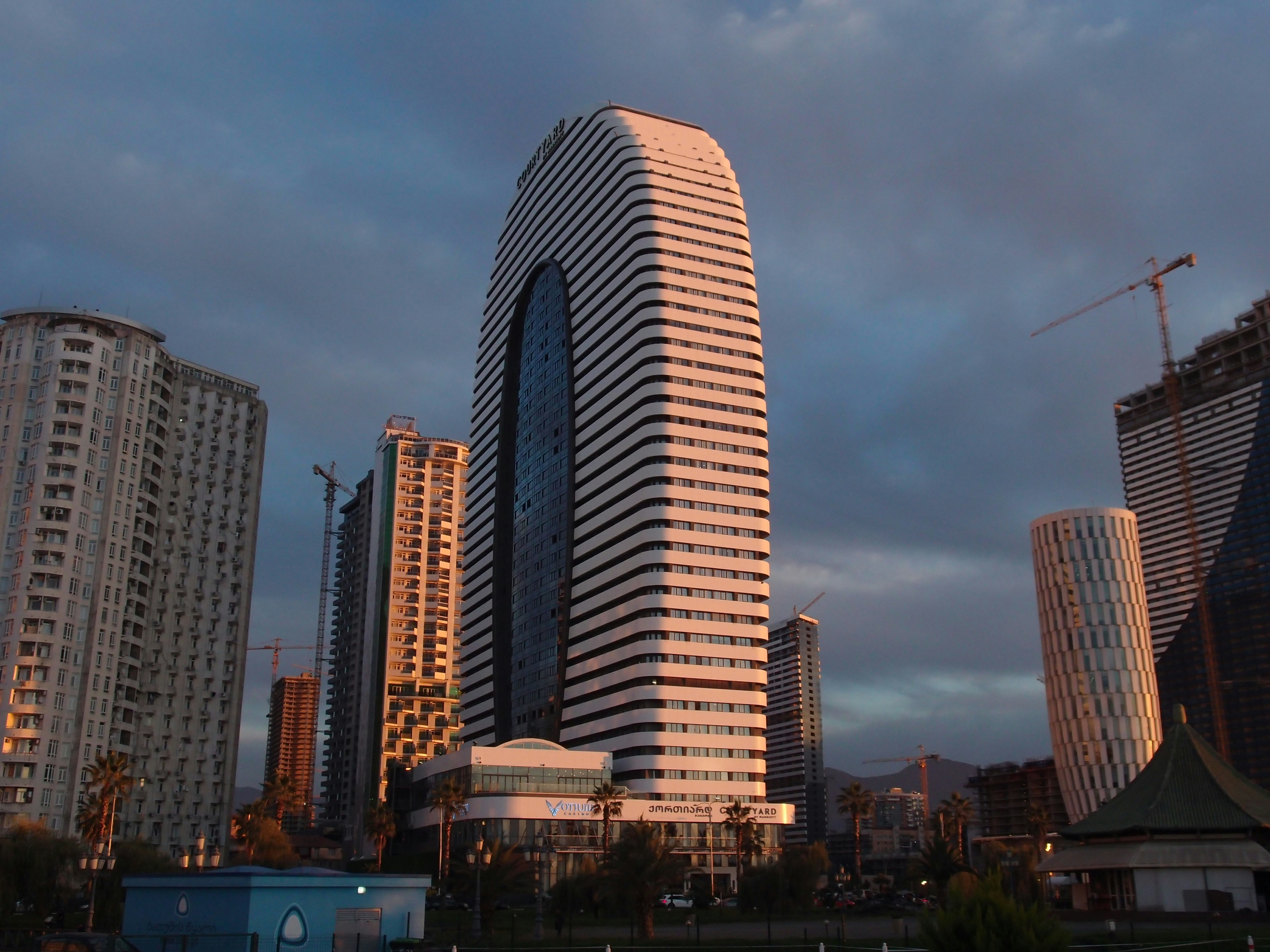 Opposing Silhouettes of a Modern Skyline at Dusk