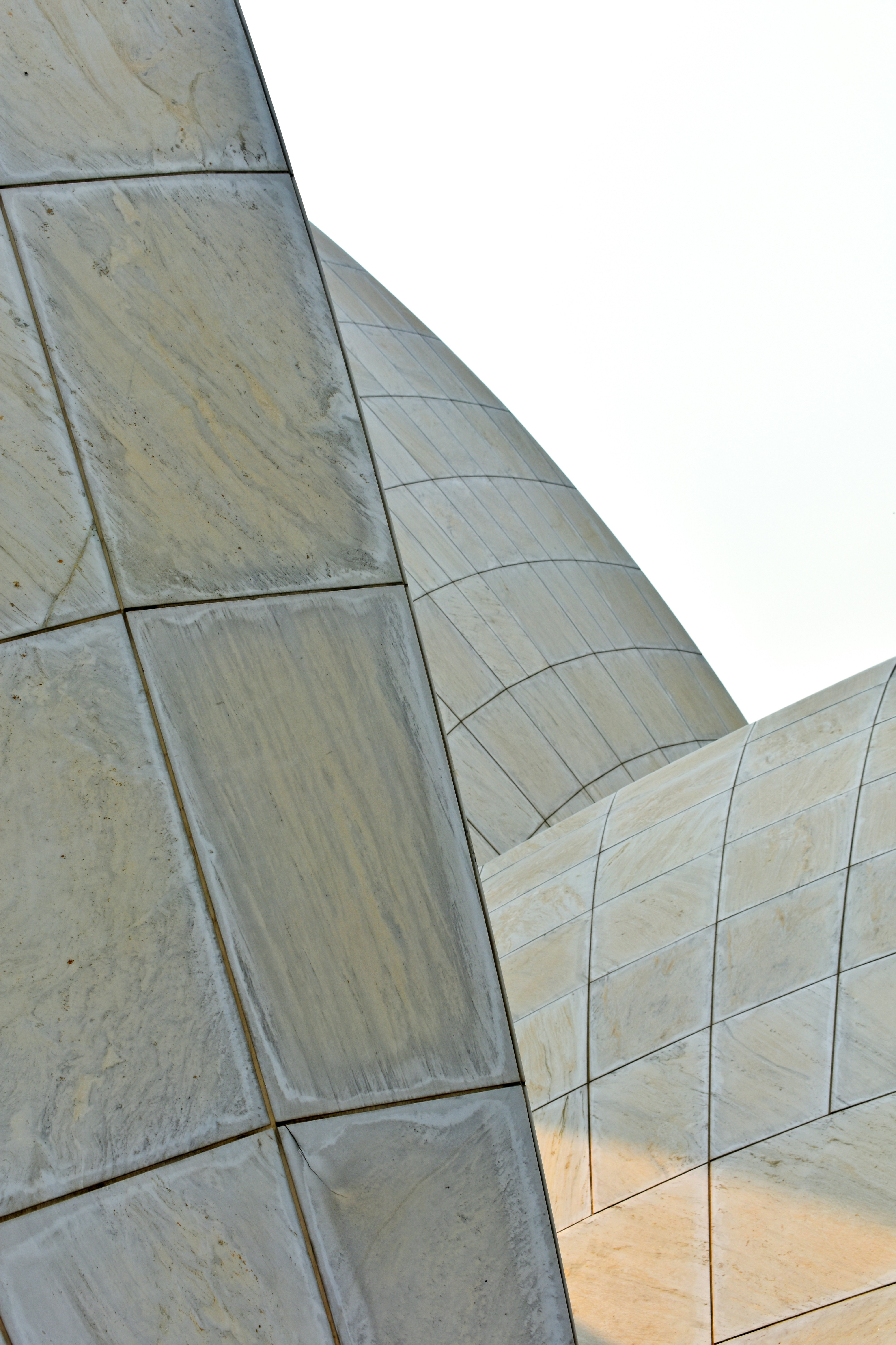 Close up of the structure of Lotus Temple, the Bahai House of Worship, New Delhi, India [Photo: October 2022]