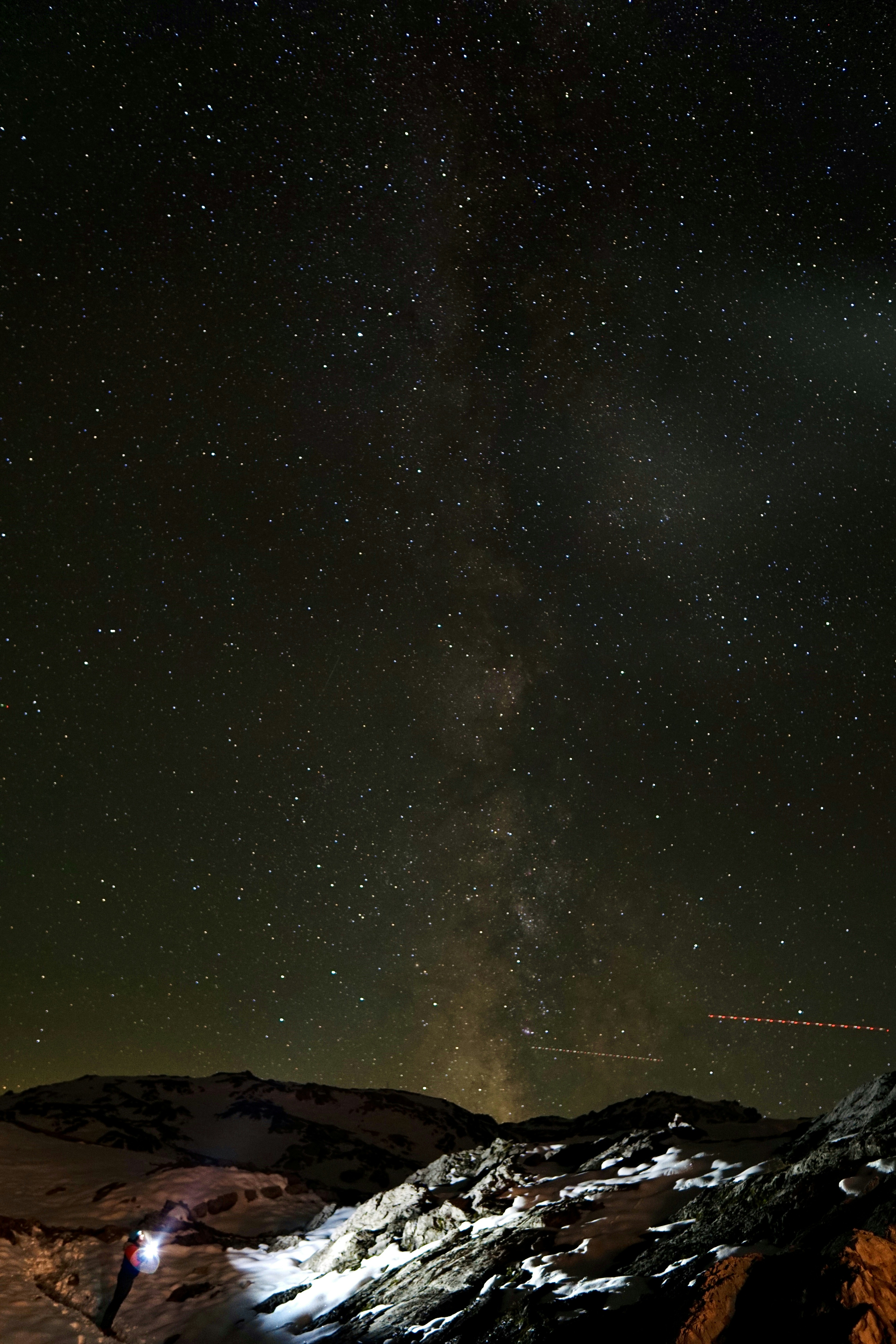 Milky Way Rising Over Snowbound Alpine Ridge