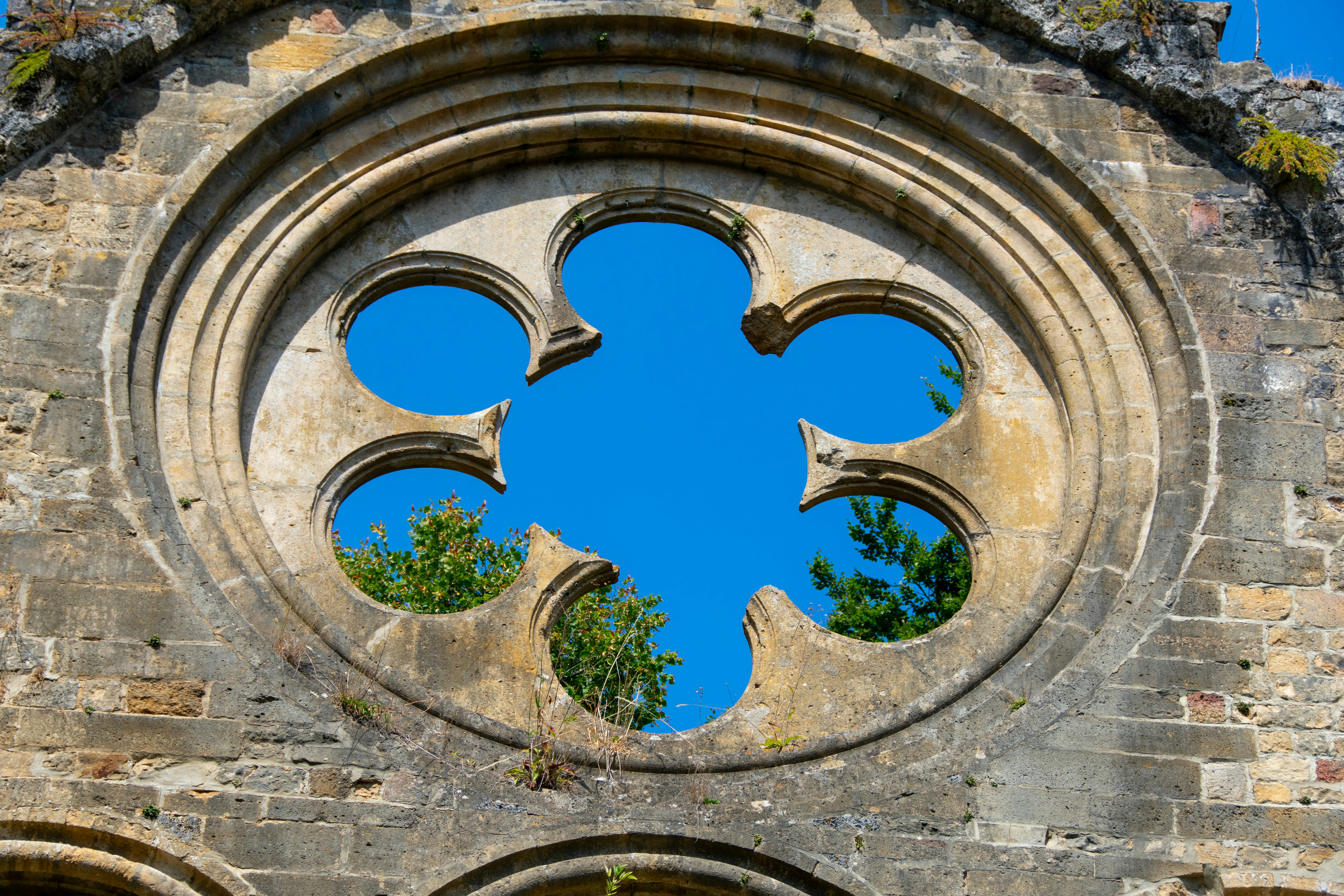 Quatrefoil in Stone: Sky Breaking Through a Weathered Ring