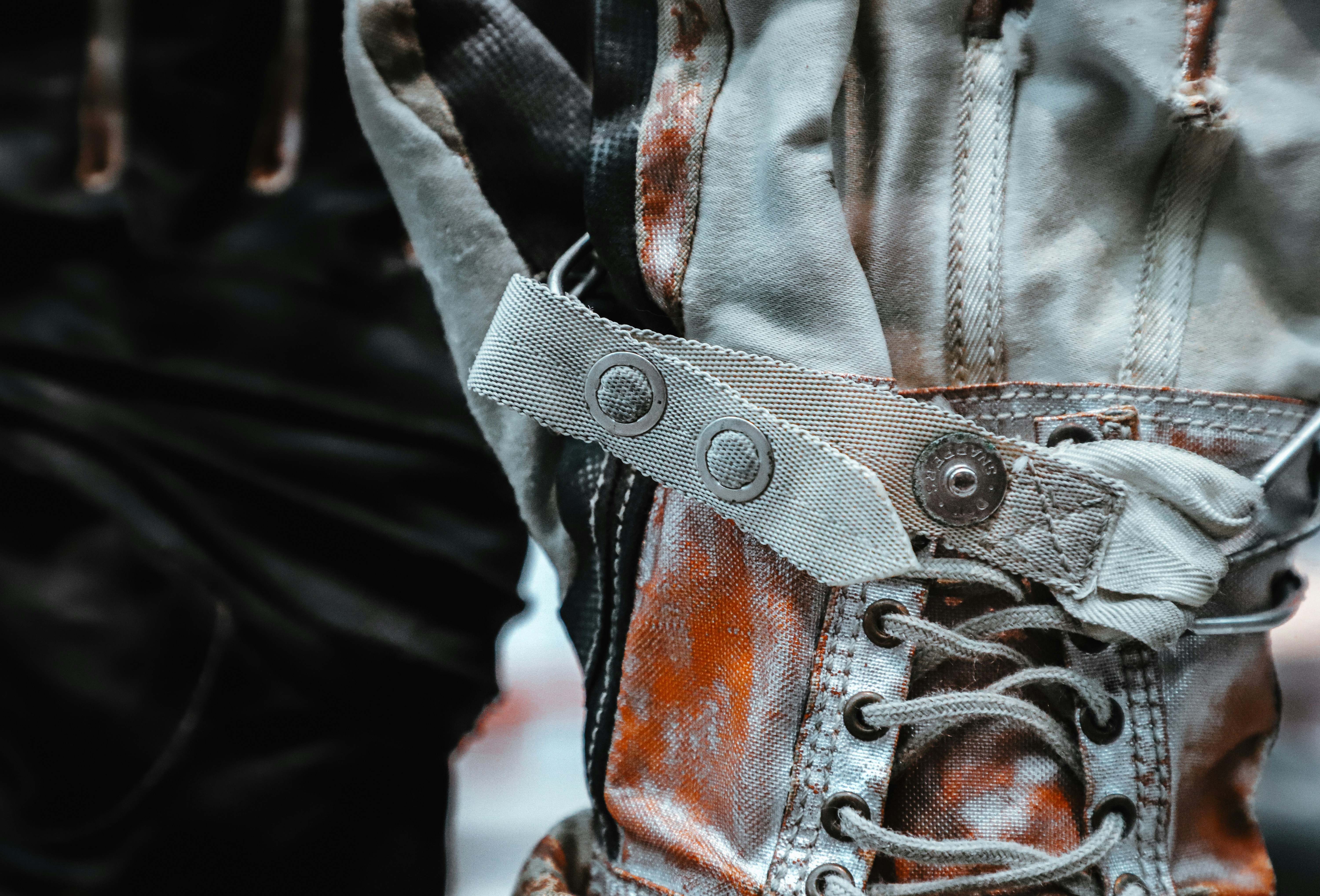 Rusted Boots and Denim: A Close-Up Study of Texture and Strapwork