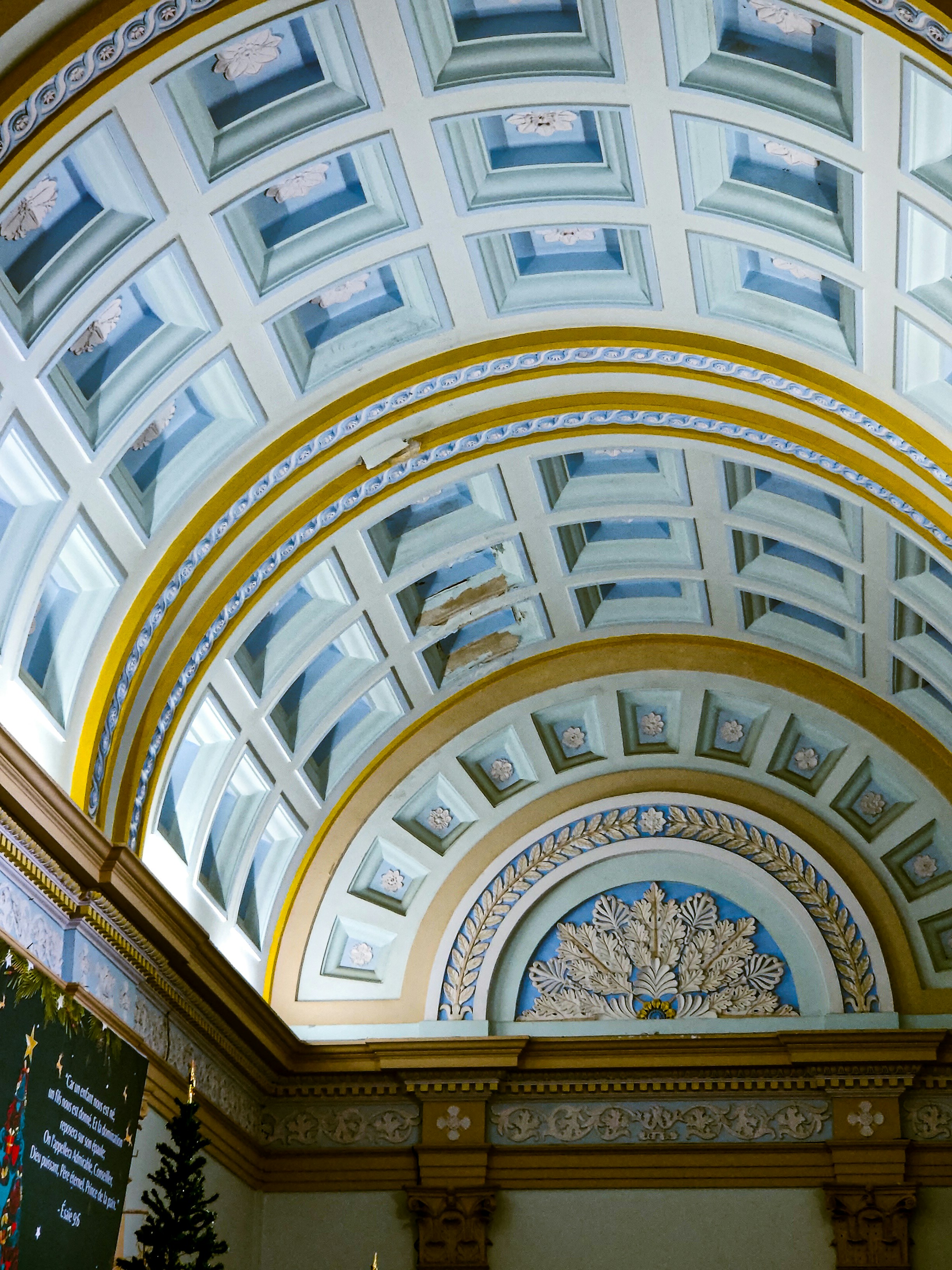 Blue Coffers, Gold Arches: The Geometry of a Grand Interior Ceiling