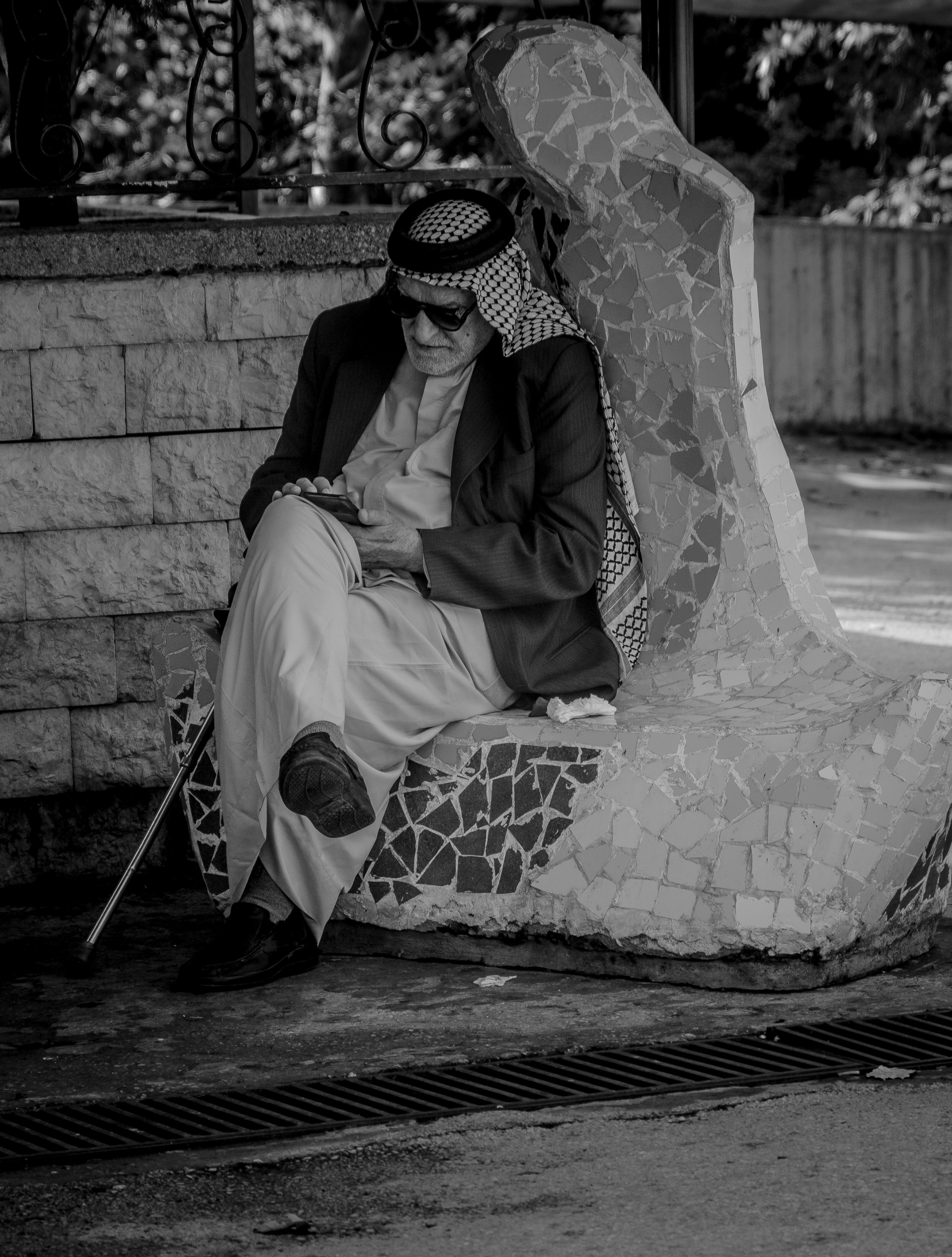 Monochrome picture of an old Lebanese man