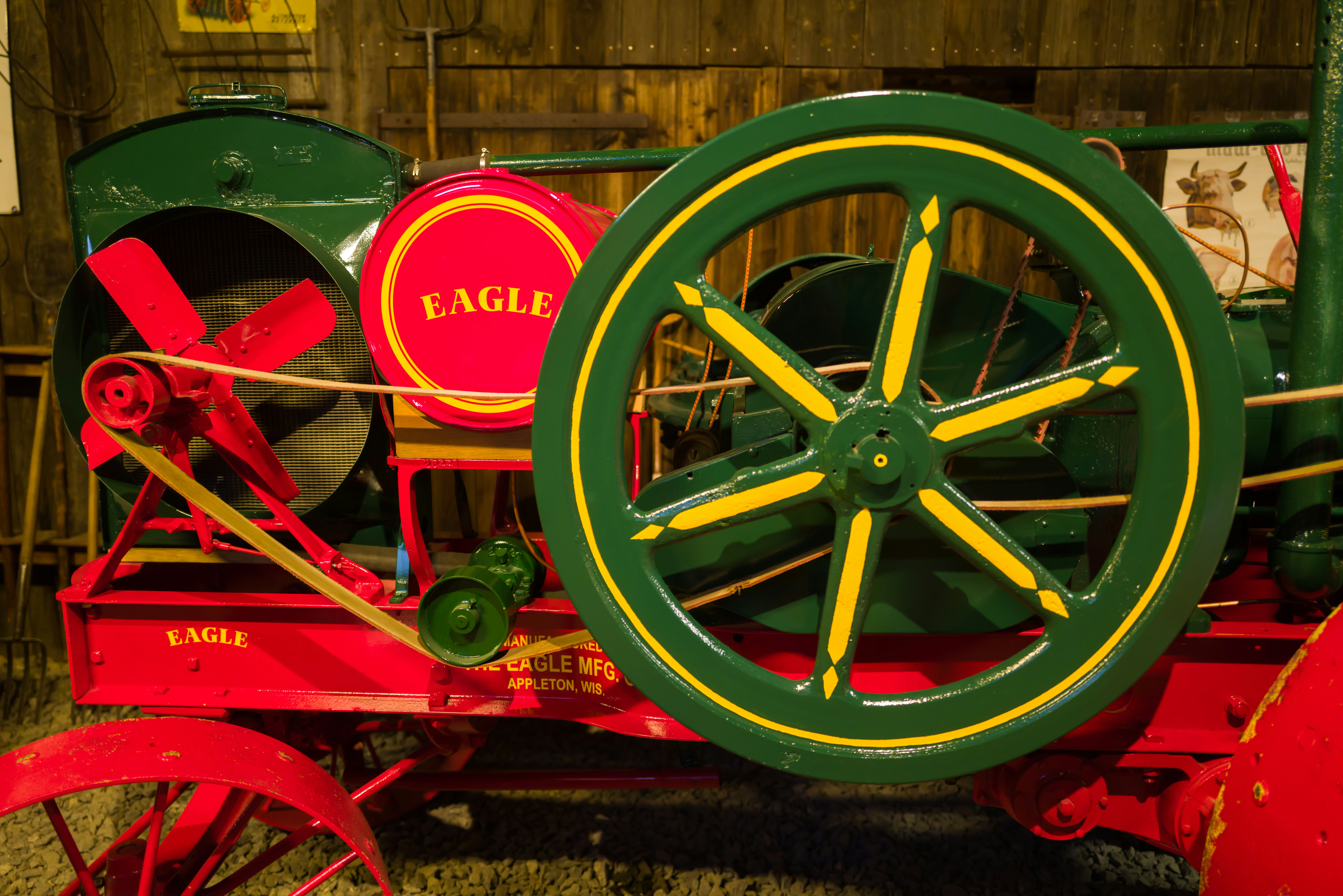 Eagle's Green Spoked Wheel: A Vintage Engine Portrait