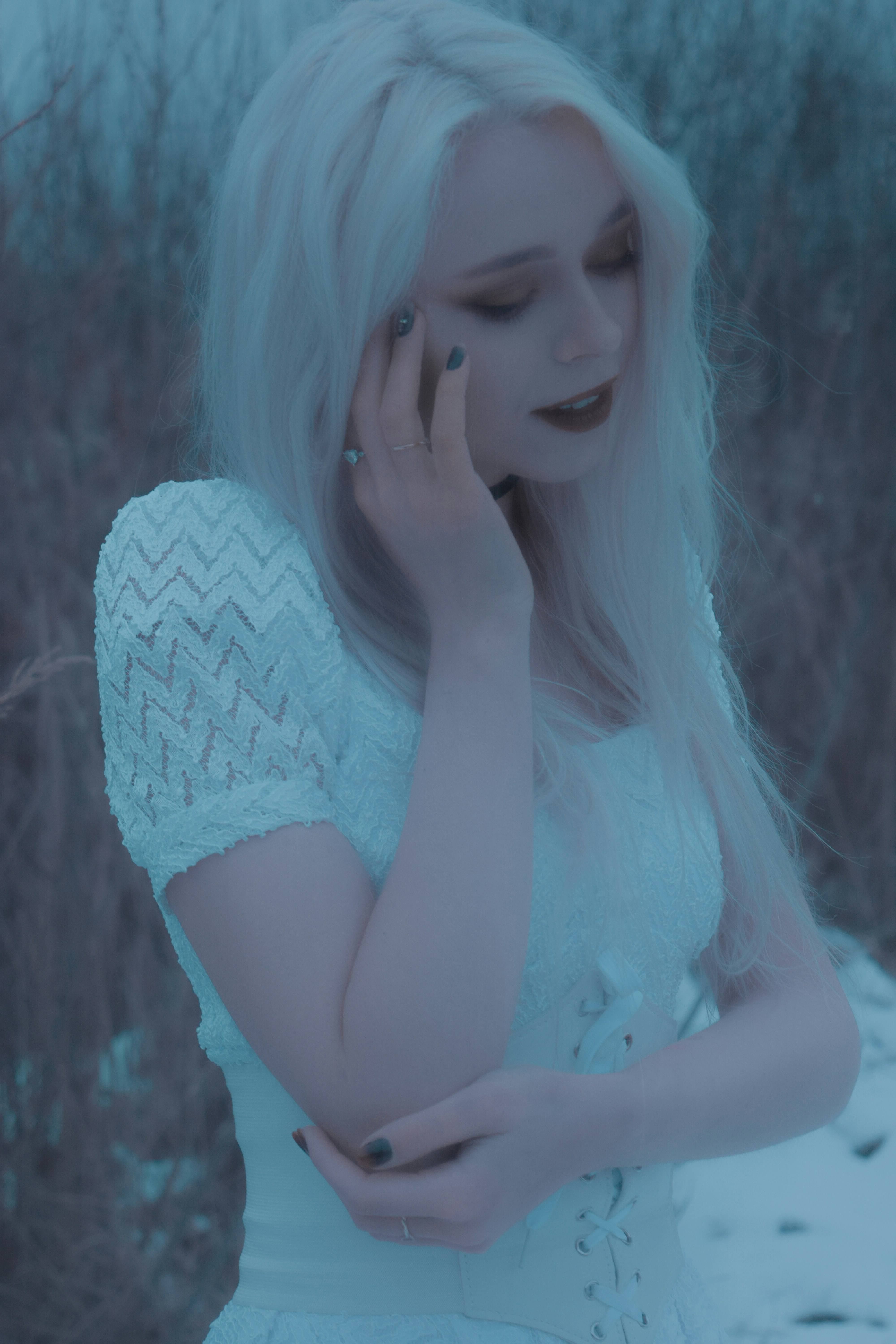 a woman with long hair