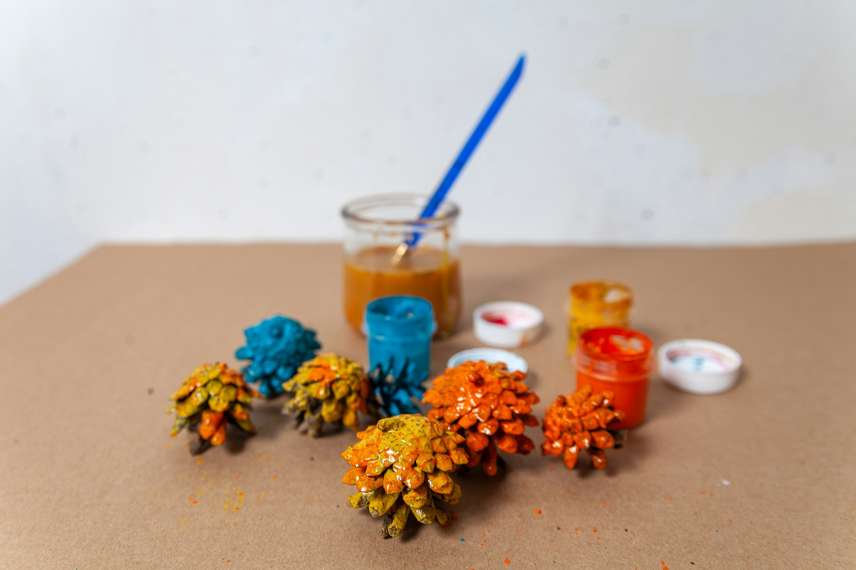 Painted Pine Cones in a Studio Still Life