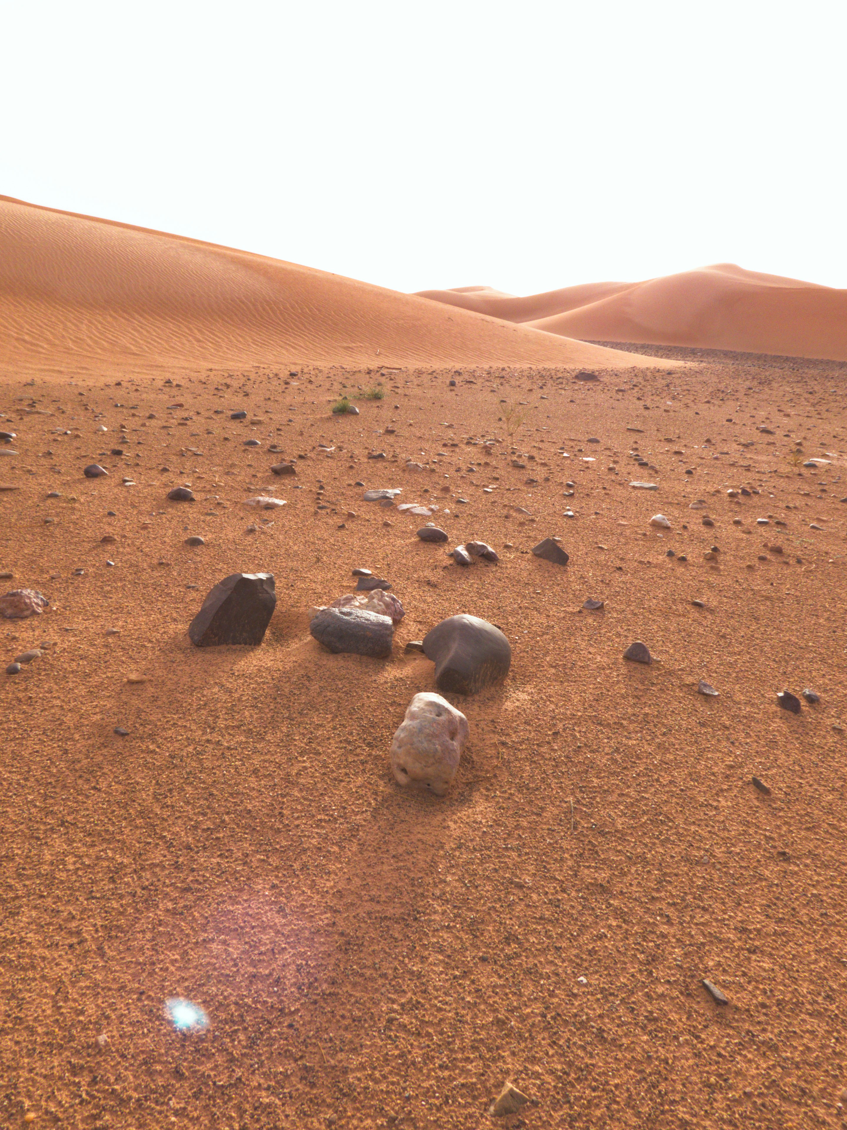 Pebble Cluster at the Foot of a Dune Sea