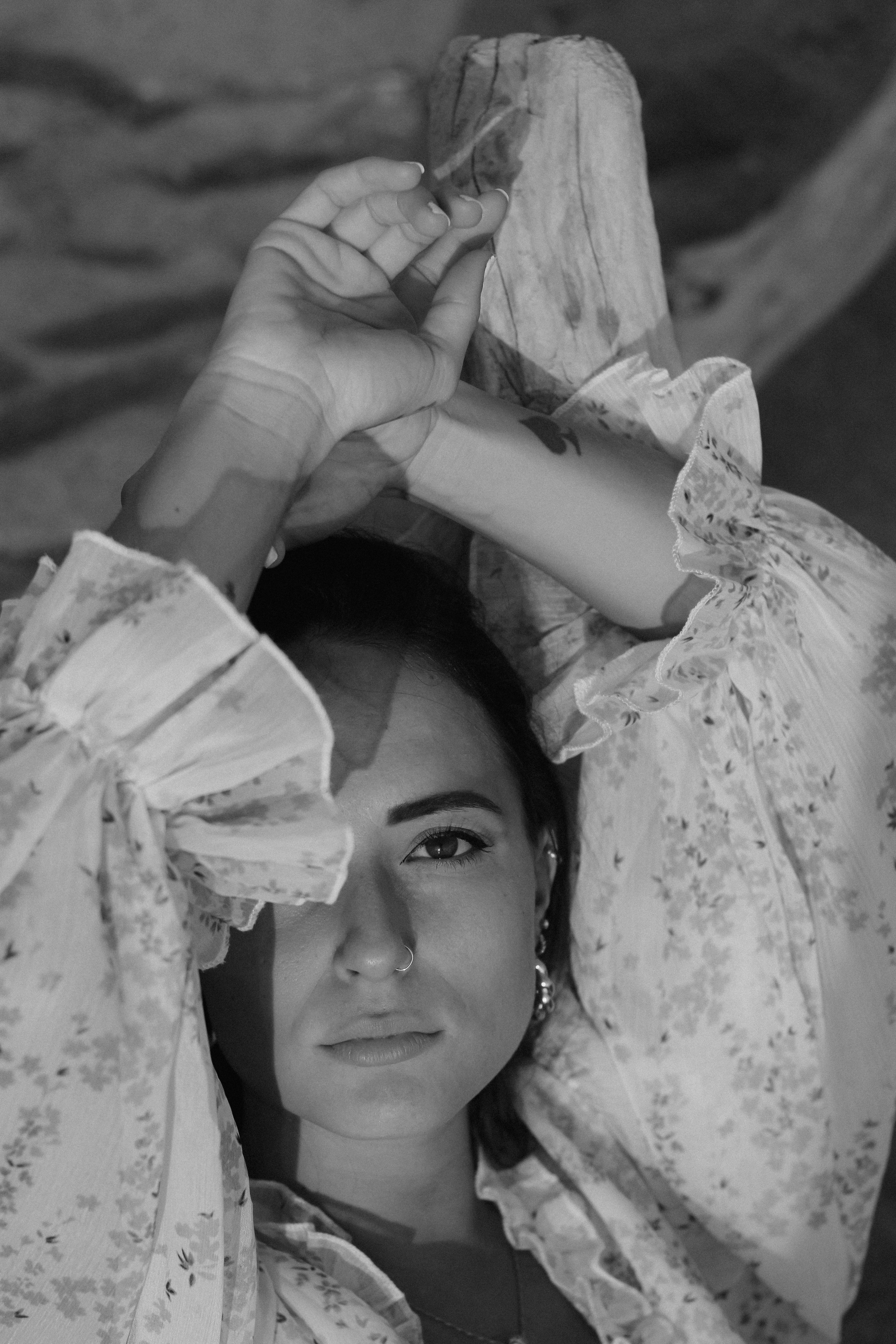 A person holding a white cloth over the head photo – Free Portrait ...