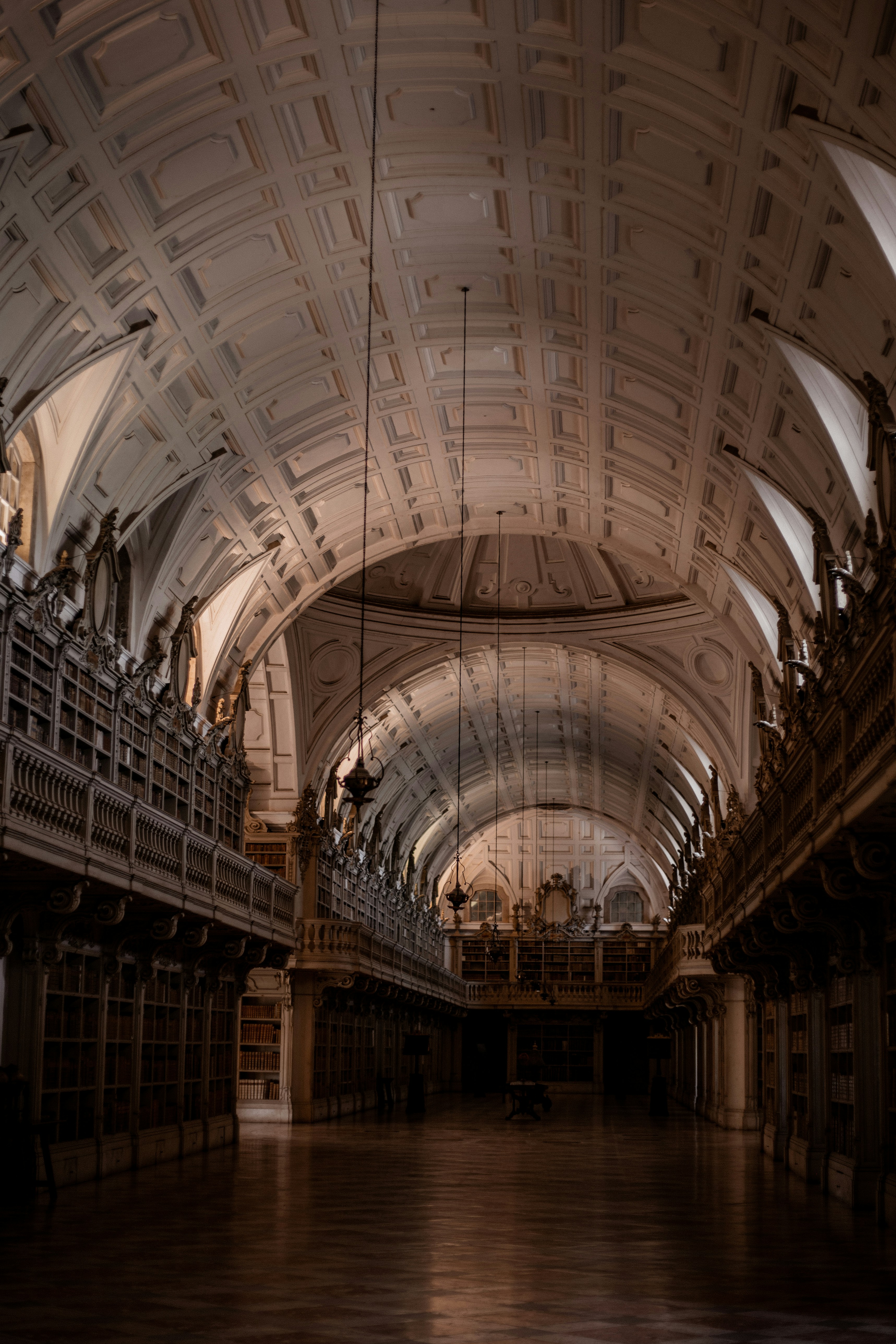 Vaulted Silence: A Cathedral Hall Bound by Light and Shadow