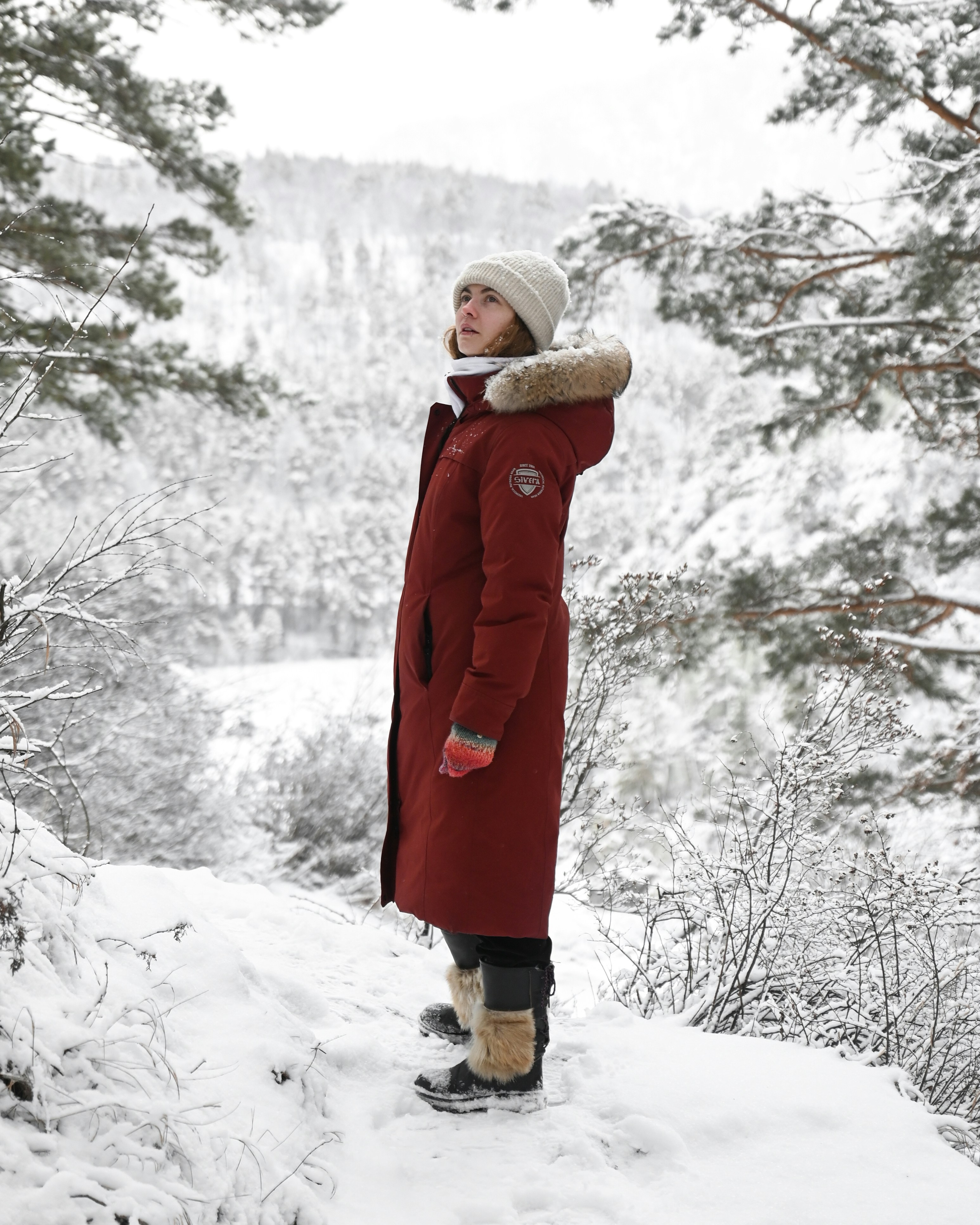 a person standing in the snow