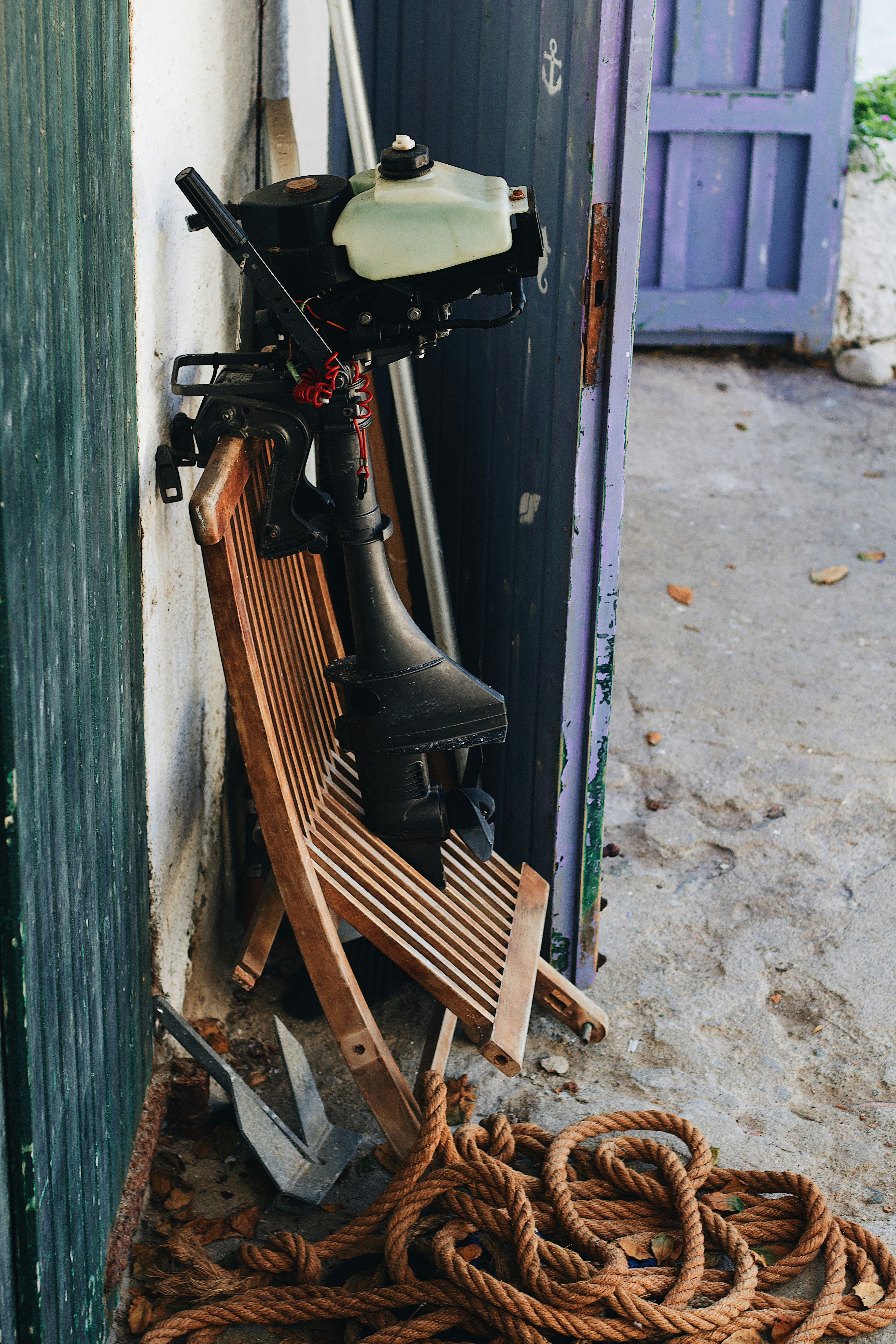 a gun on a stand outside