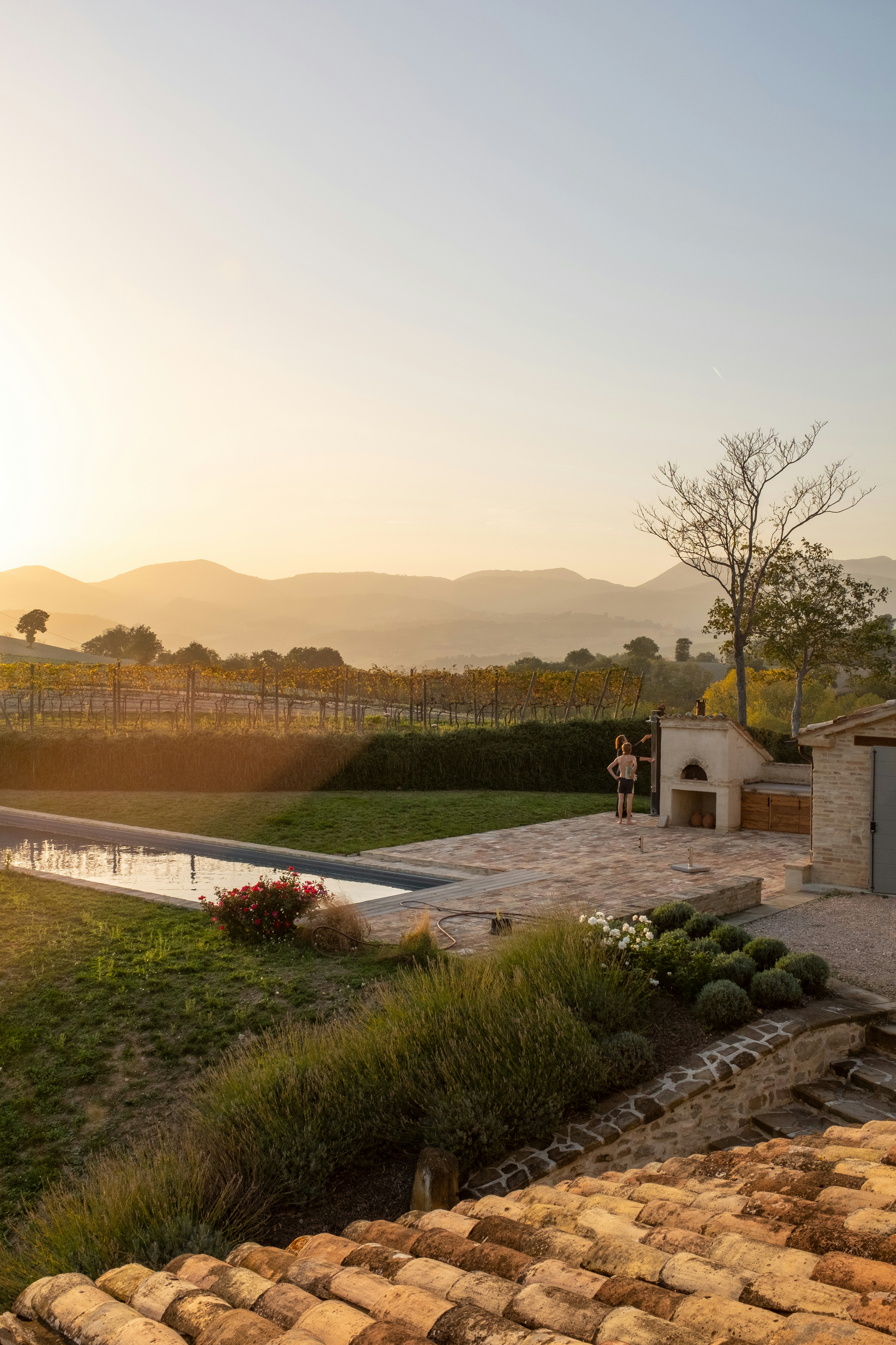 Golden Hour Villa: A Quiet Terrace Bathed in Sunset Light