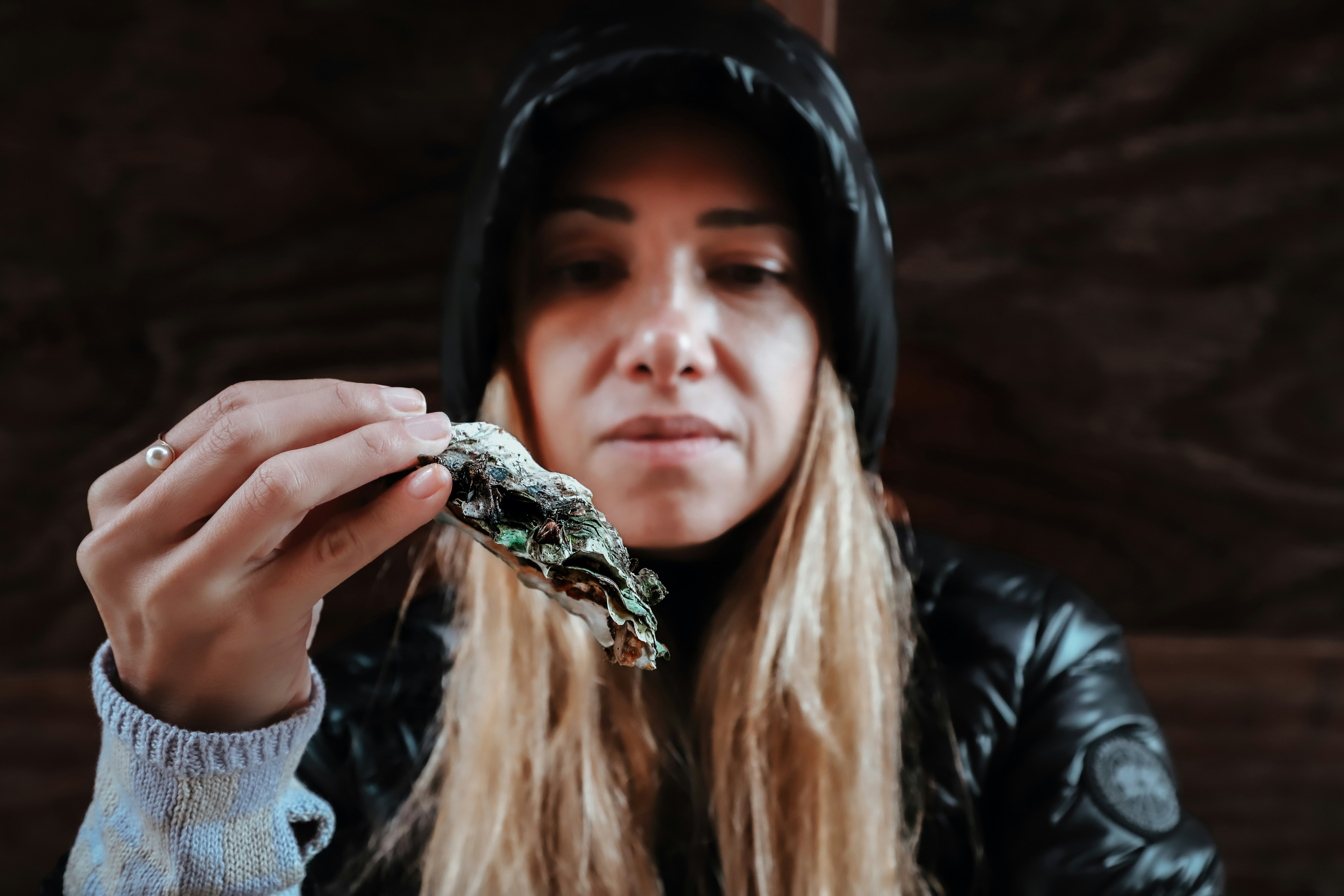 A person with long hair holding a lizard in the hand photo – Free Shell ...