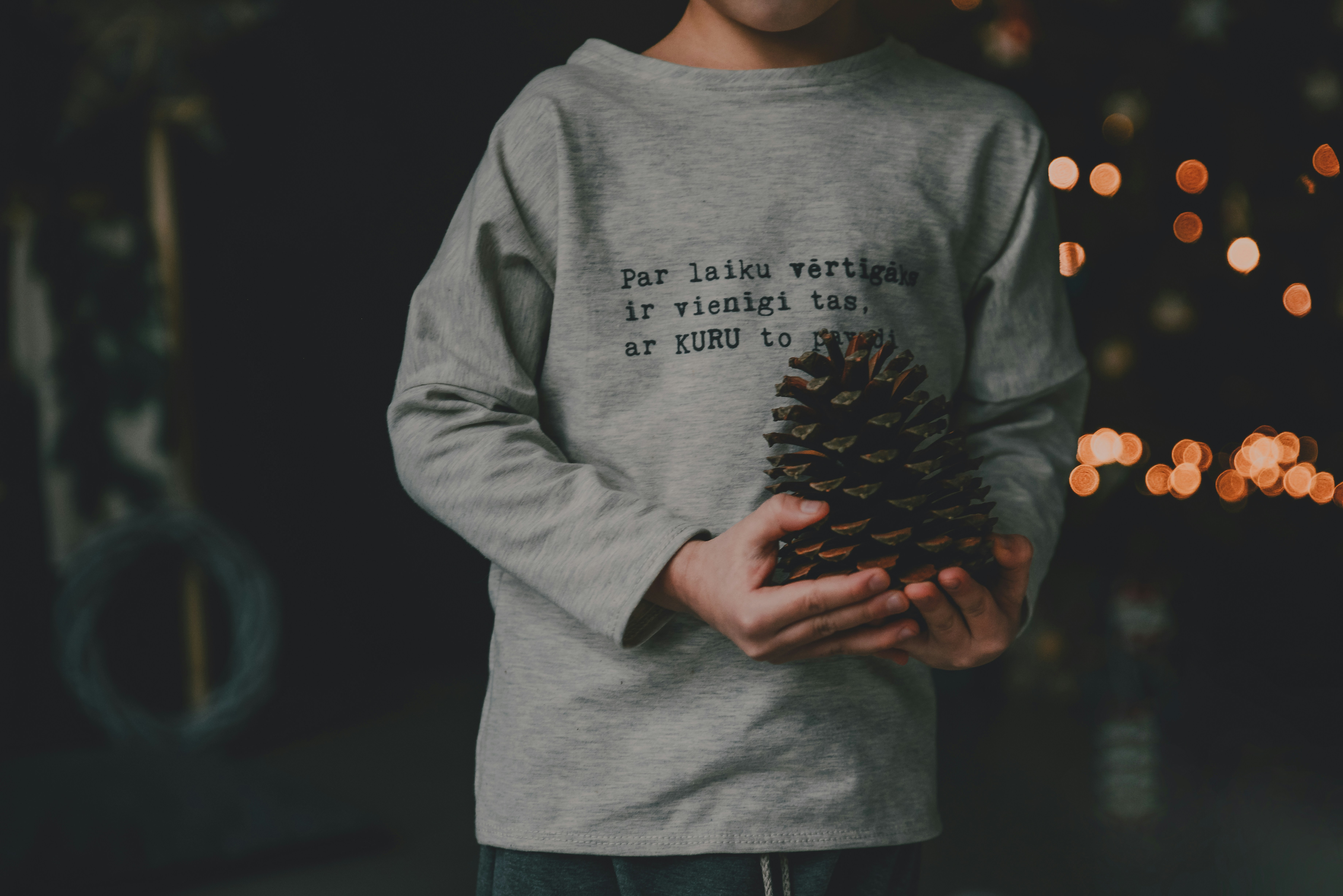 A Quiet Holiday Moment: Hands Cradling a Pine Cone