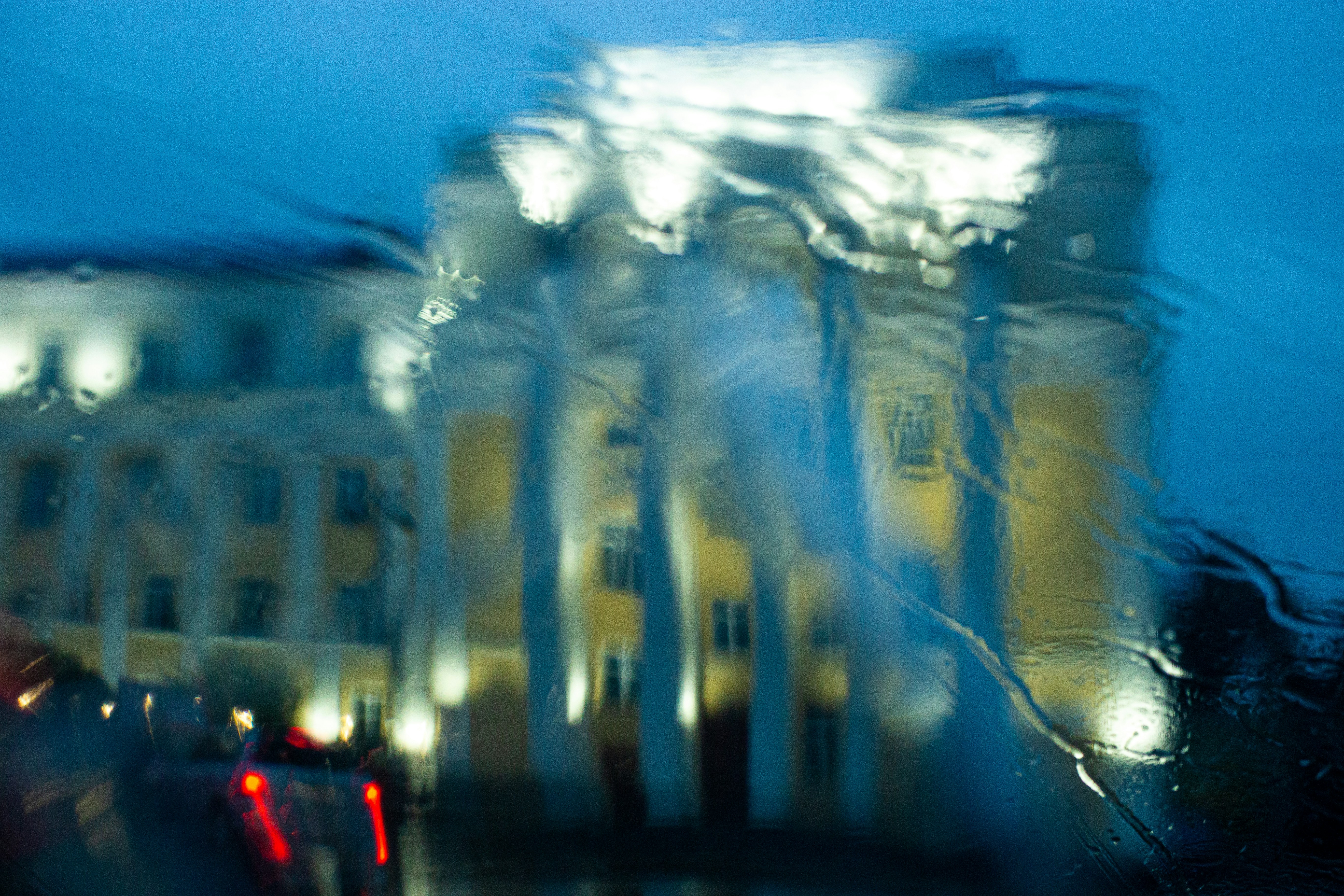 Impressionistic Rainfall on a City Evening