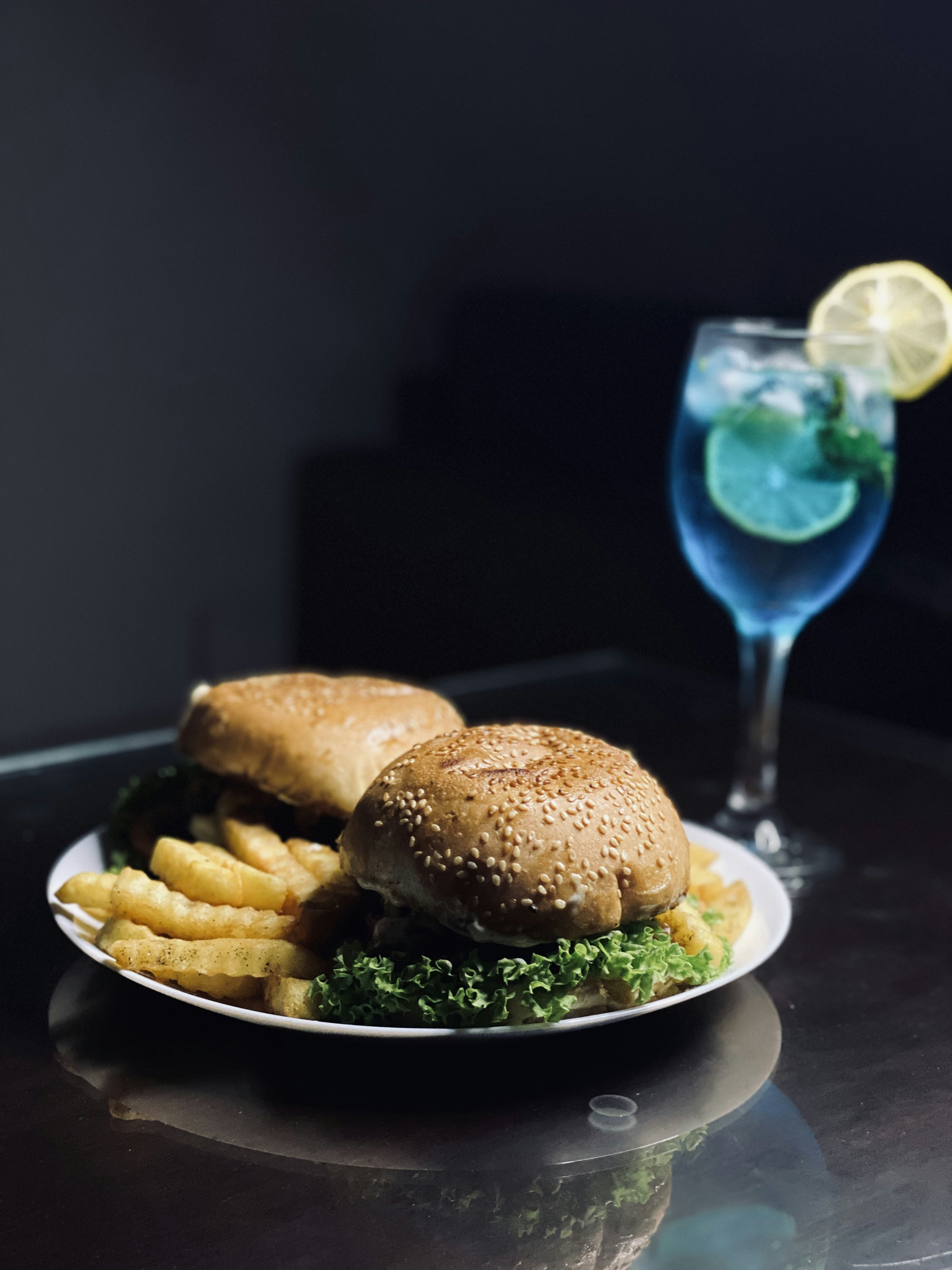 Sesame Buns and a Blue Aperitif: A Studio-Table Still Life