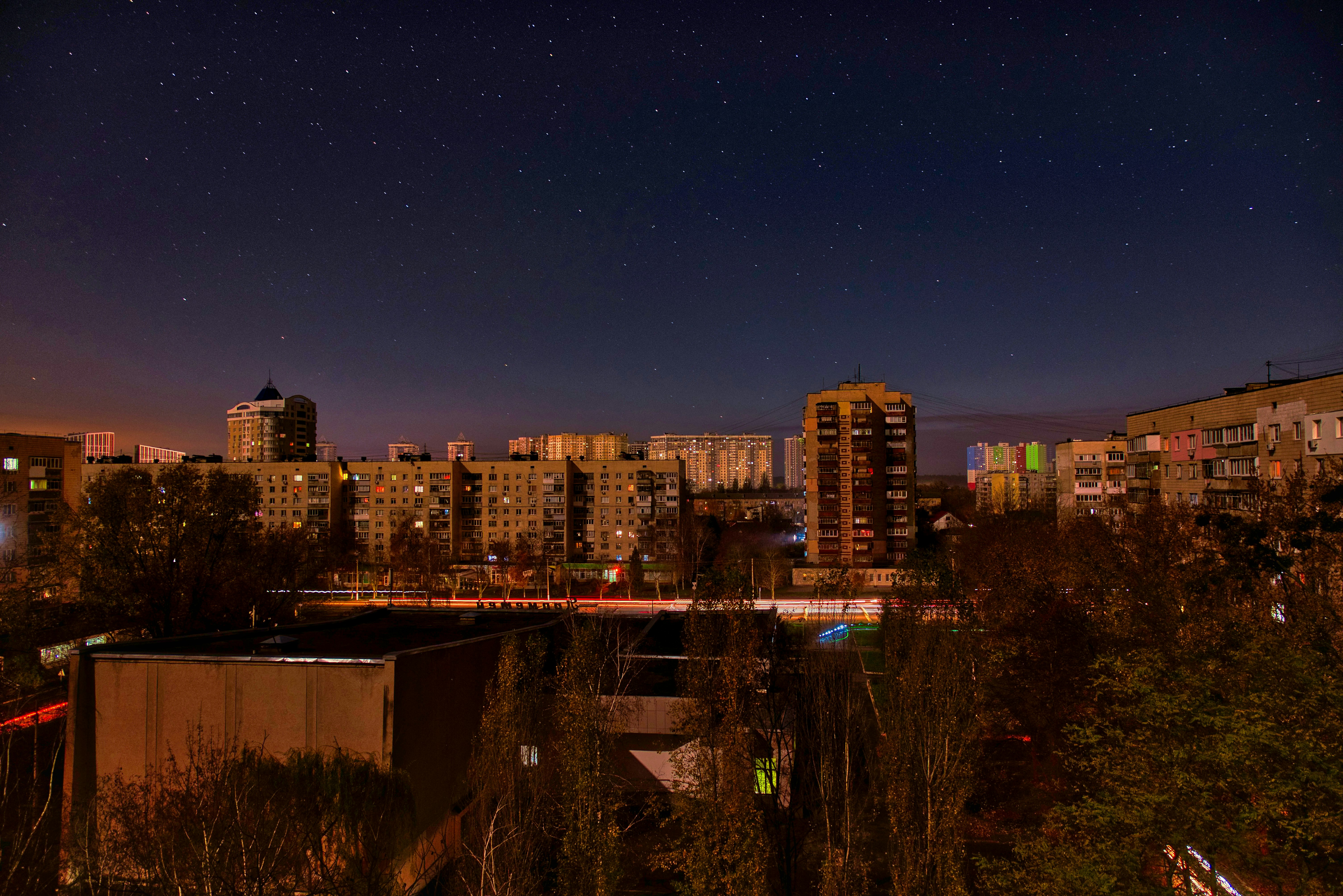 Stars Above the Concrete Edge: A Night Cityscape