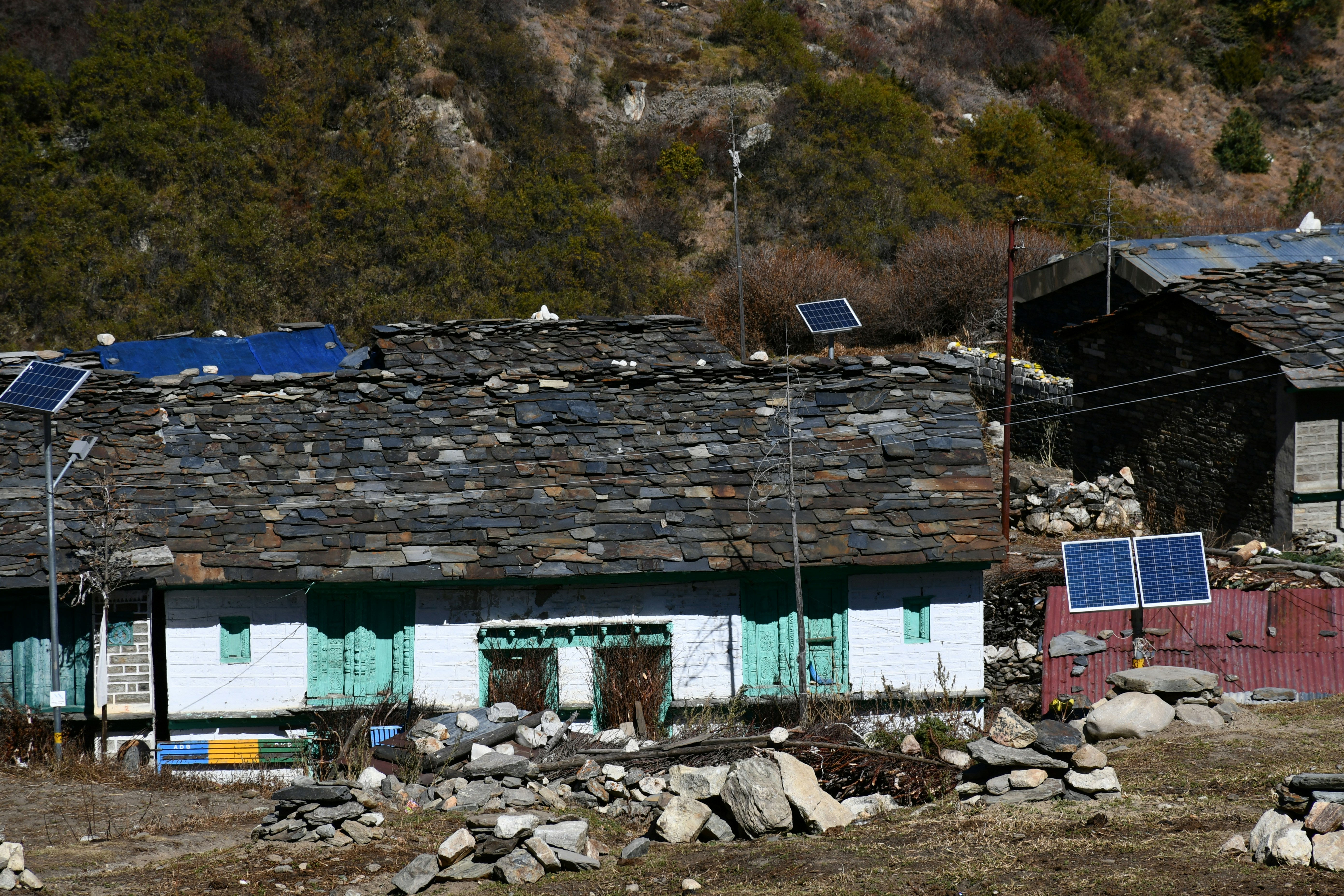 a building with a roof