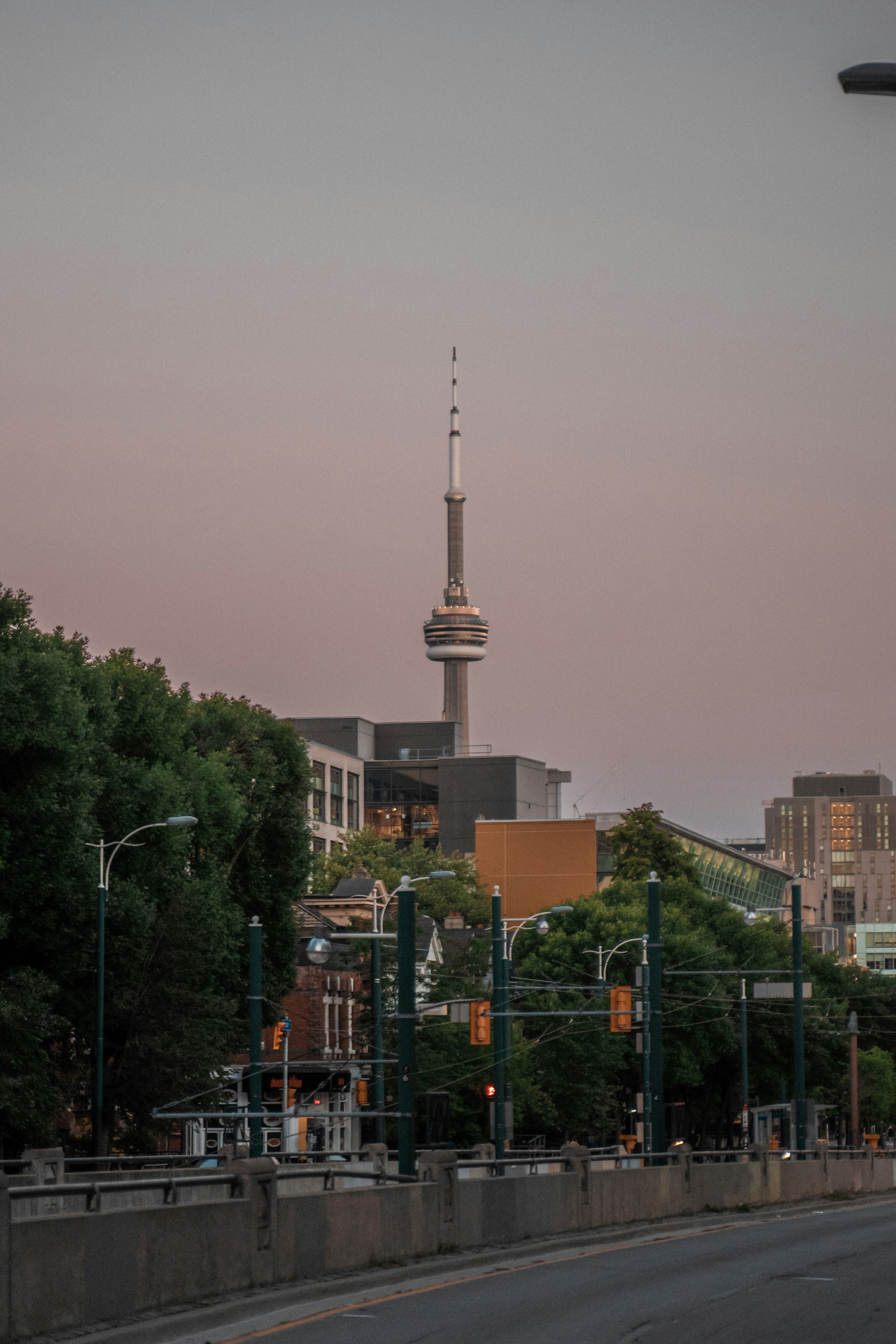 City Skyline Pierces the Twilight with a Tall Needle