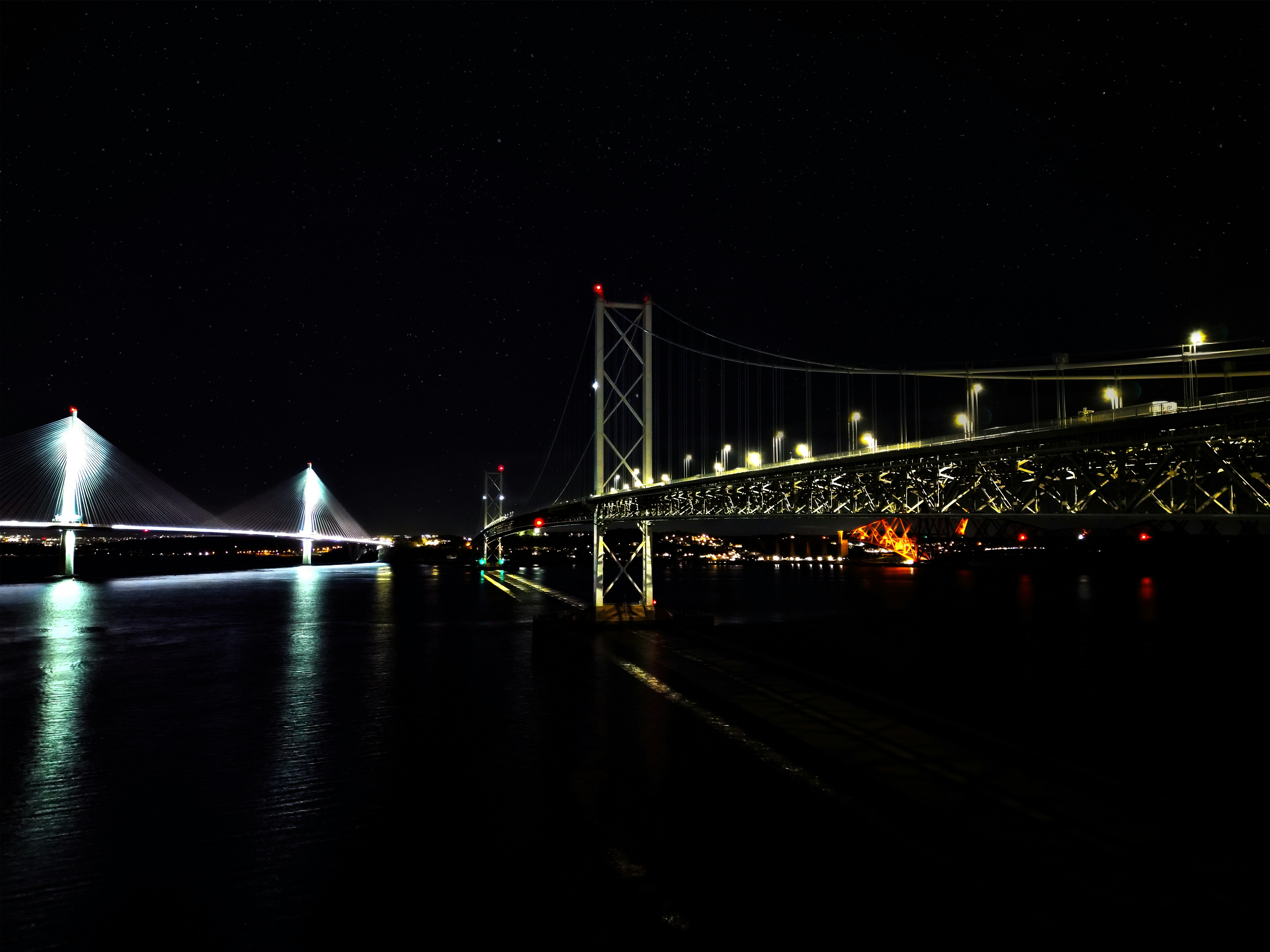 Night Bridge Lights: A Quiet River Crossing