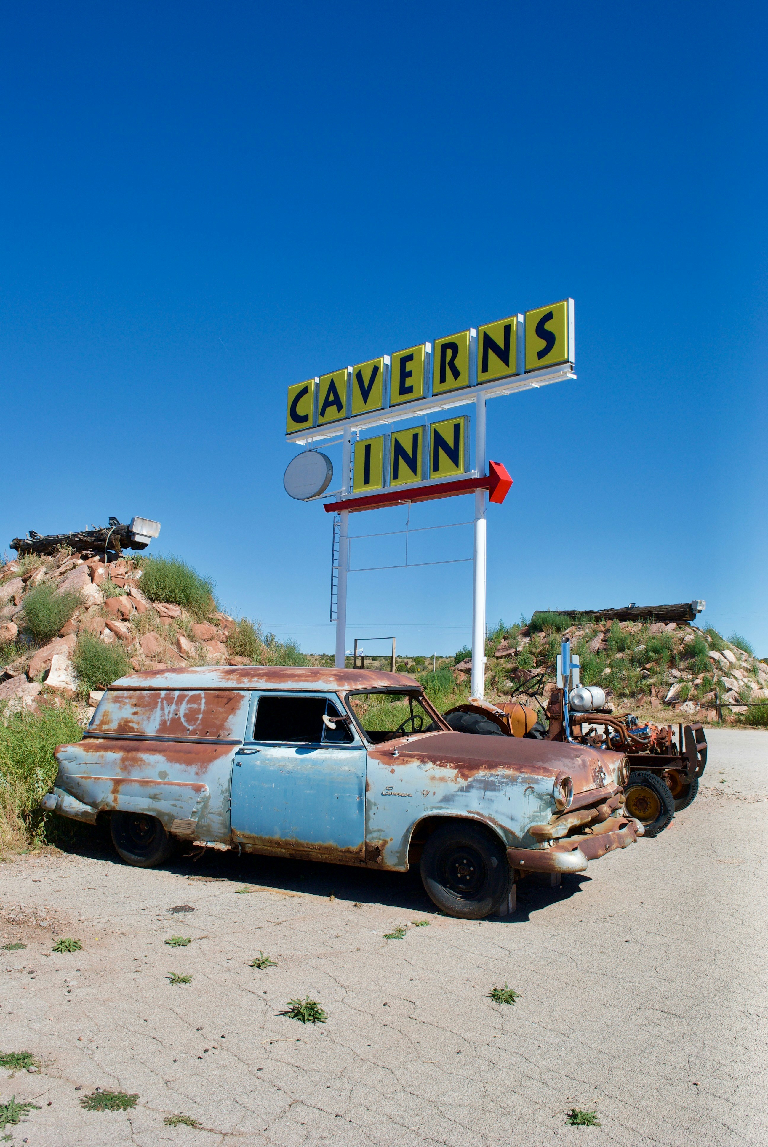 Rust and Signage: Desert Roadside Chronicle by the Caverns Inn