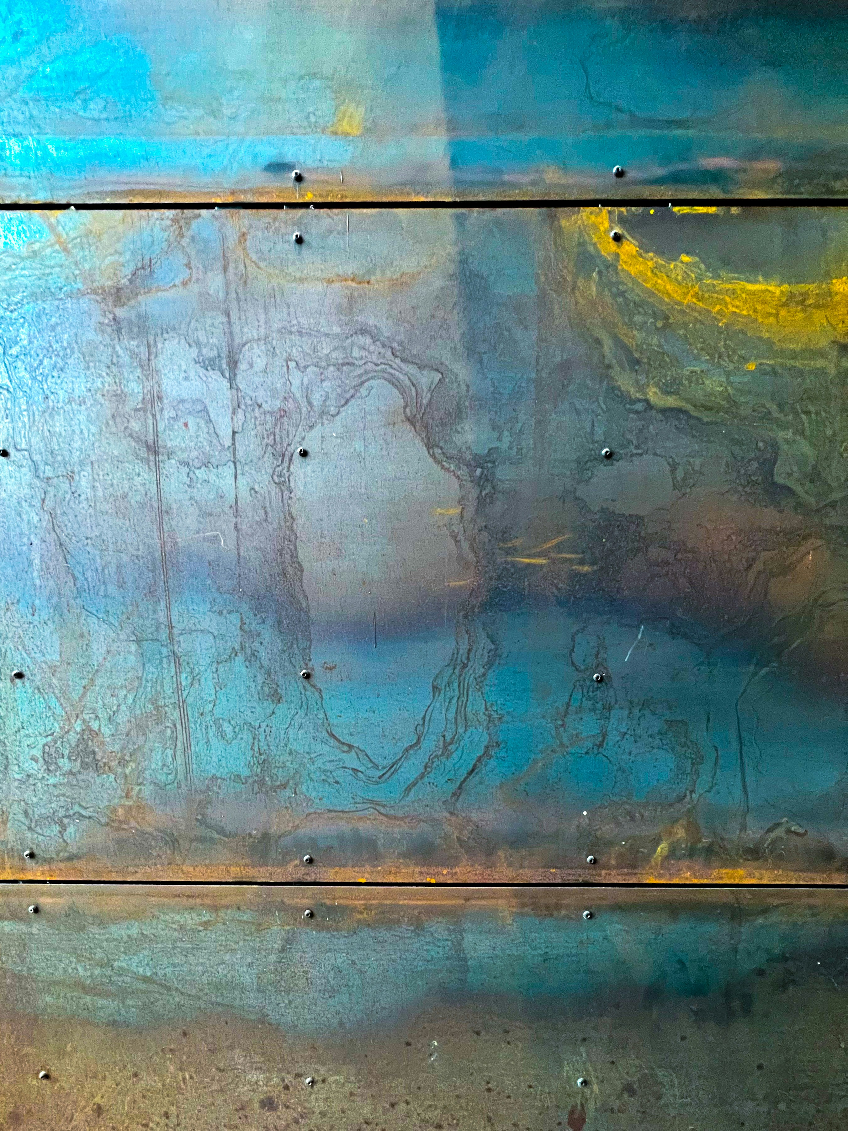 industrial rainbow. rust on metal.
