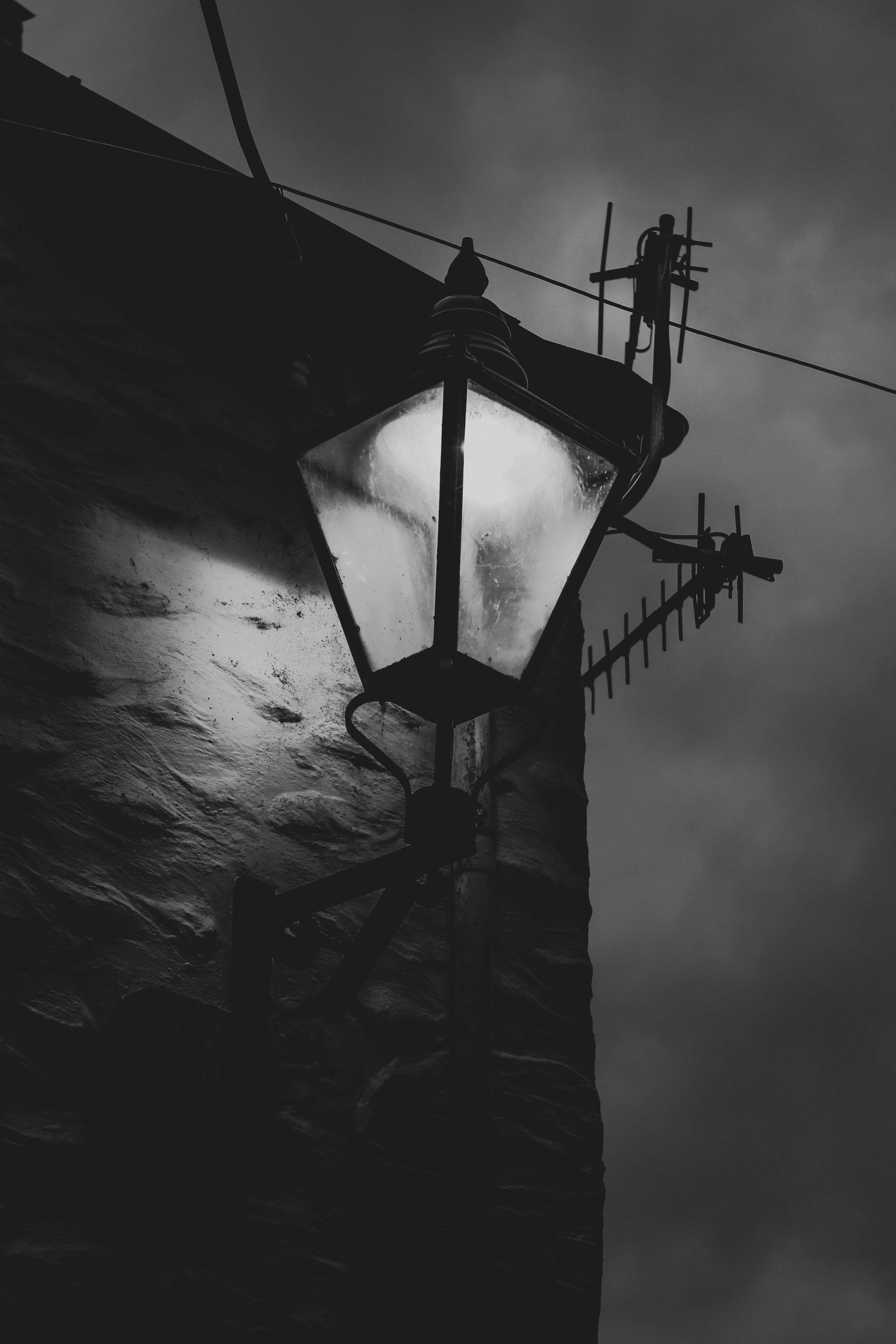 a lamp post with a light on it