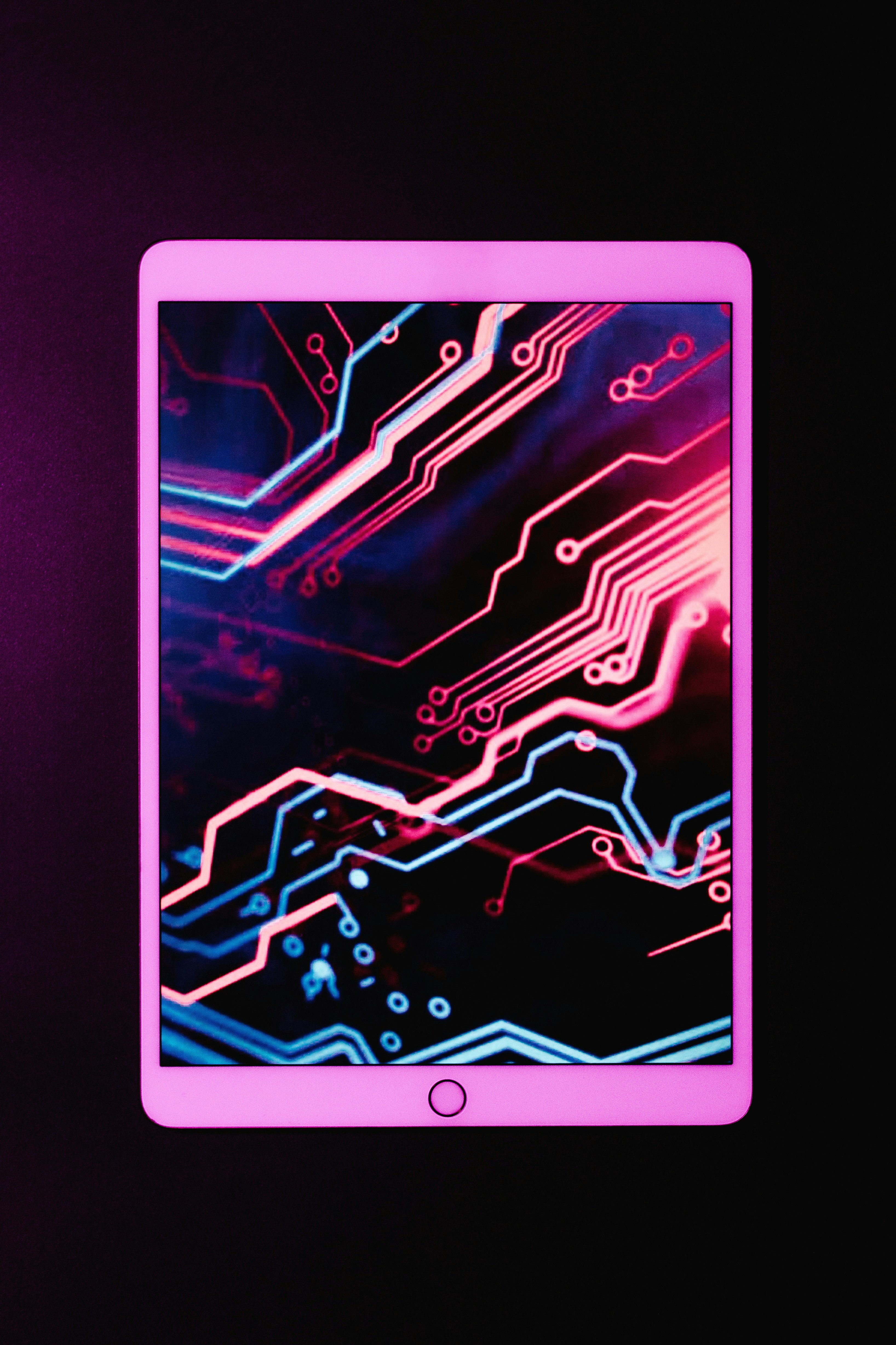 A cell phone with a red and blue screen photo – Free Electronics Image ...