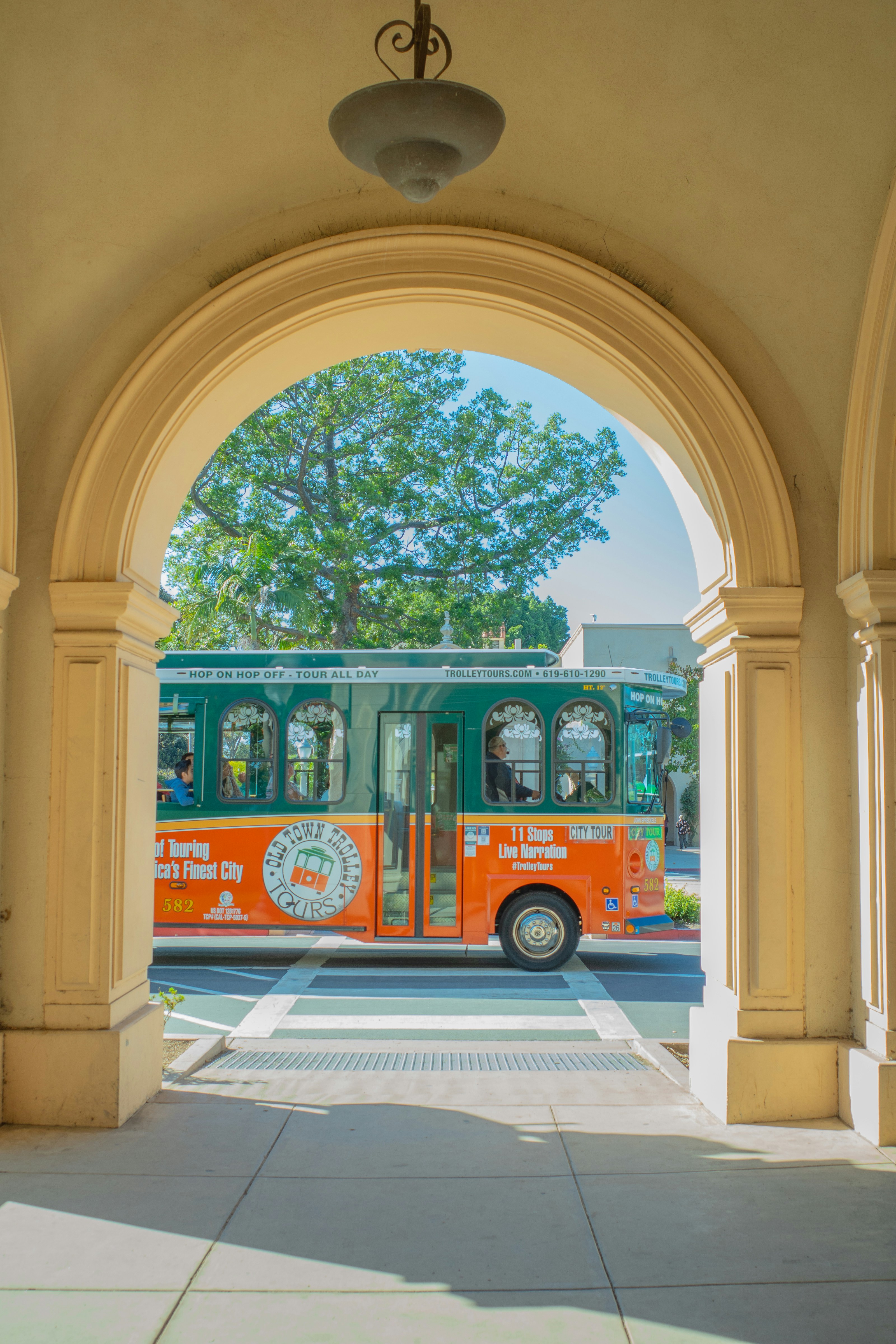 a bus parked in a building