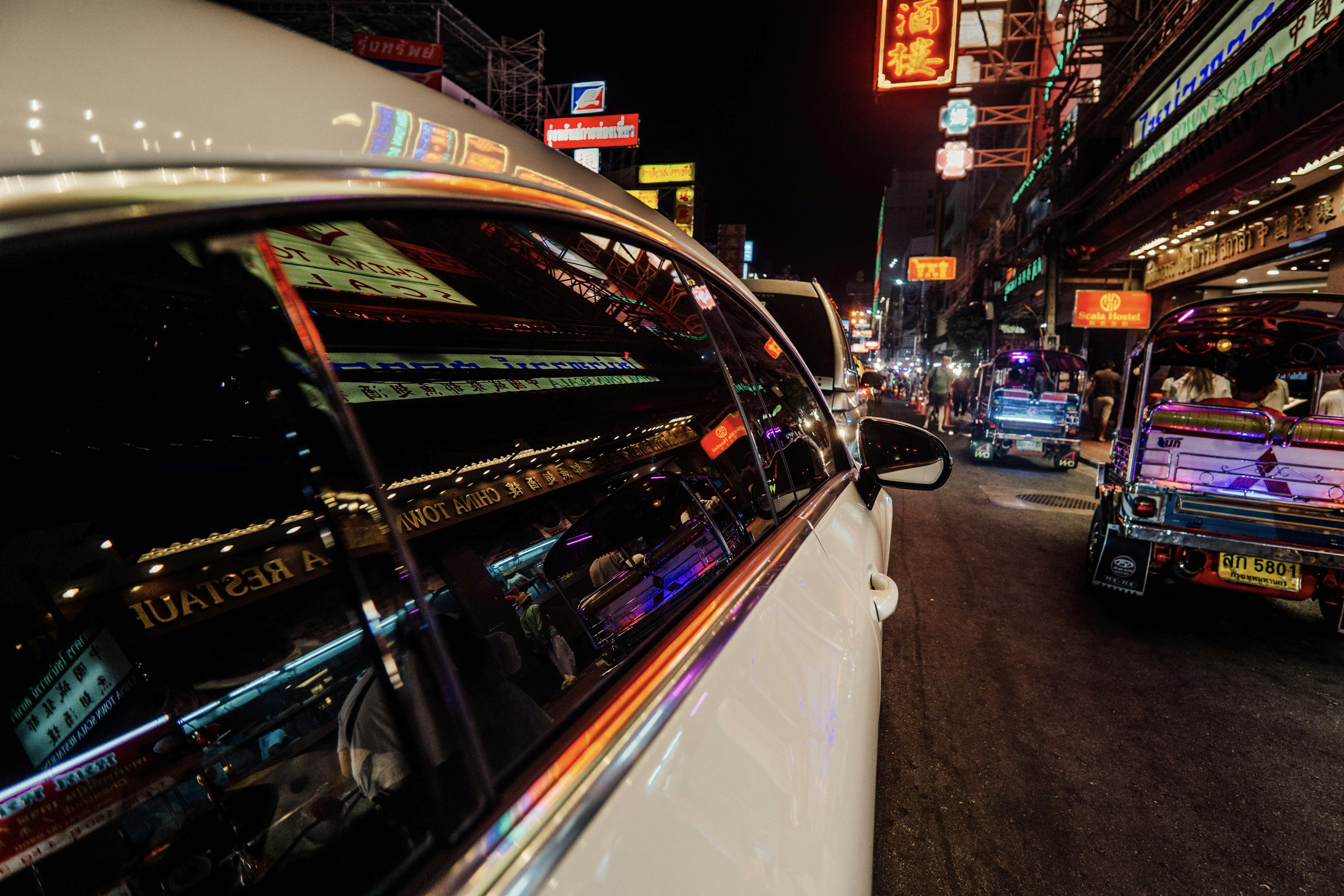a group of cars on a street