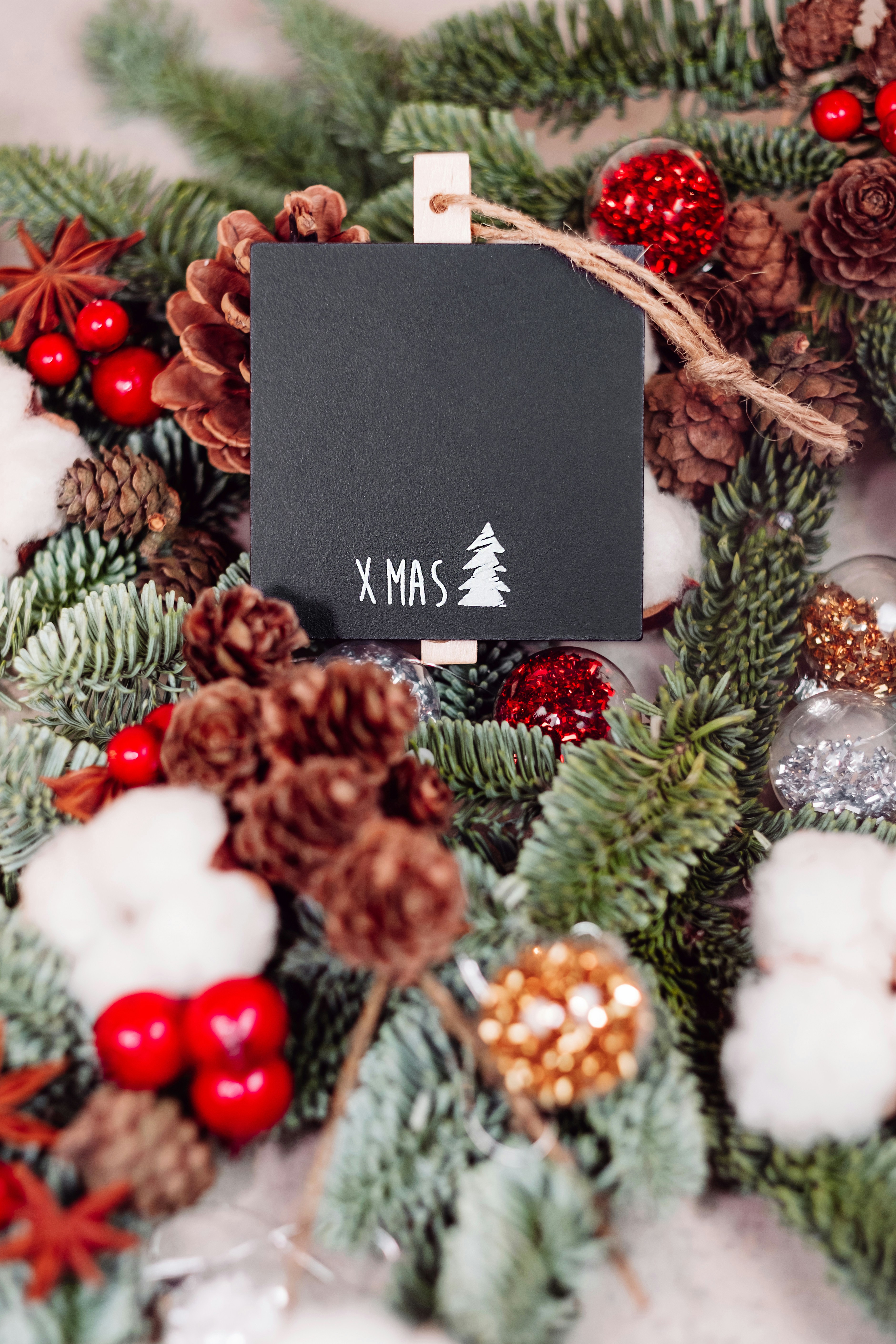 Miniature Christmas Card Nestled in Festive Greens