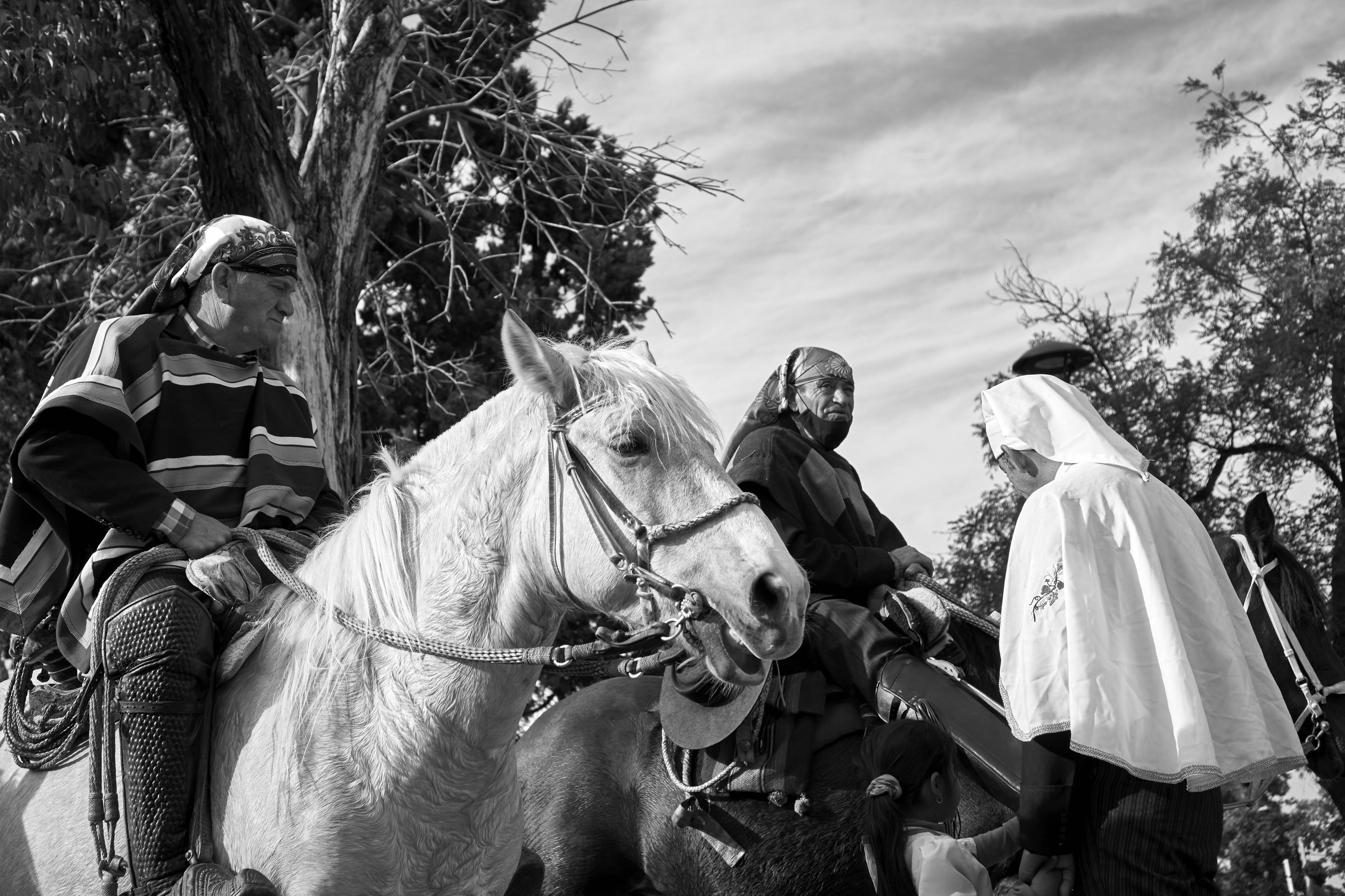a group of people riding horses