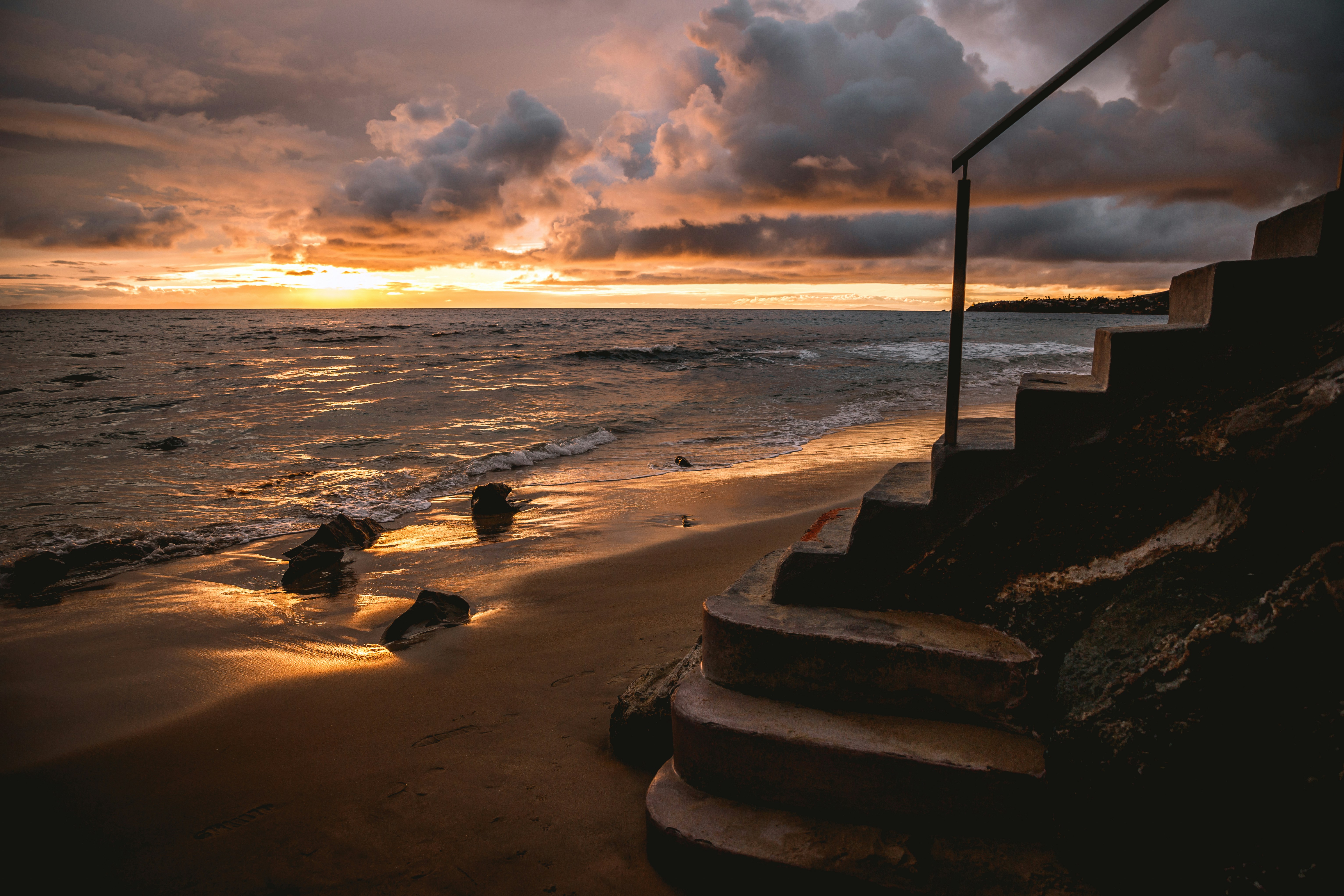 Golden Horizon Over Weathered Steps
