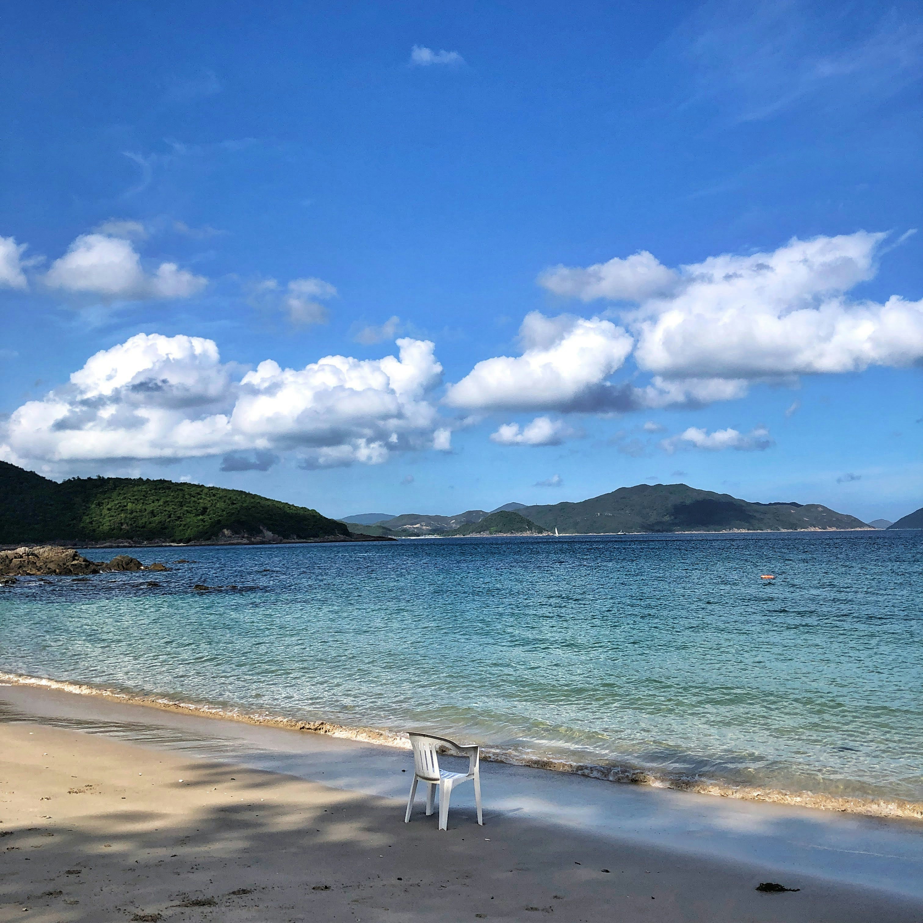 The chair has been reserved for you! Enjoy the Hong Kong seaview.