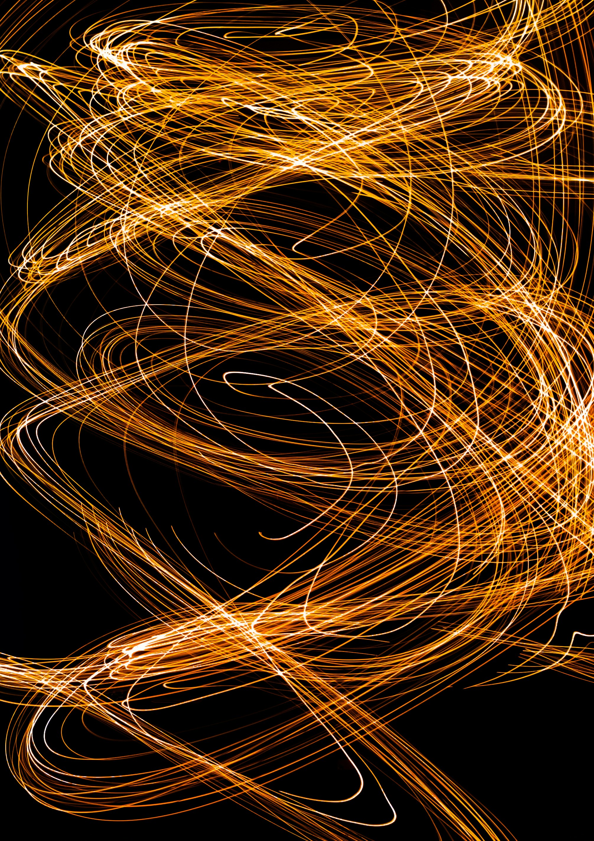 Dynamic light trails weave through a dark backdrop, creating an abstract visual rhythm. The vibrant colors and fluid lines evoke a sense of movement and energy.