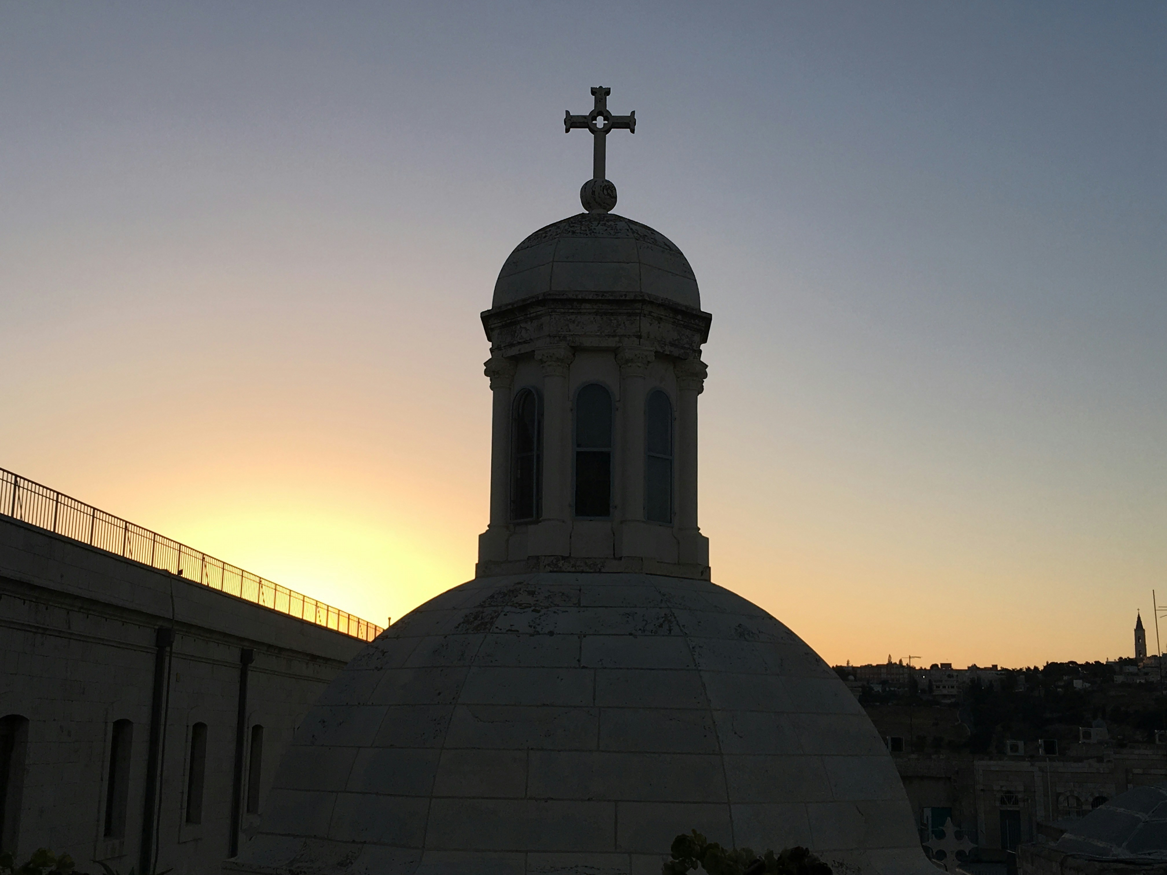 Dome and Cross at Sunset