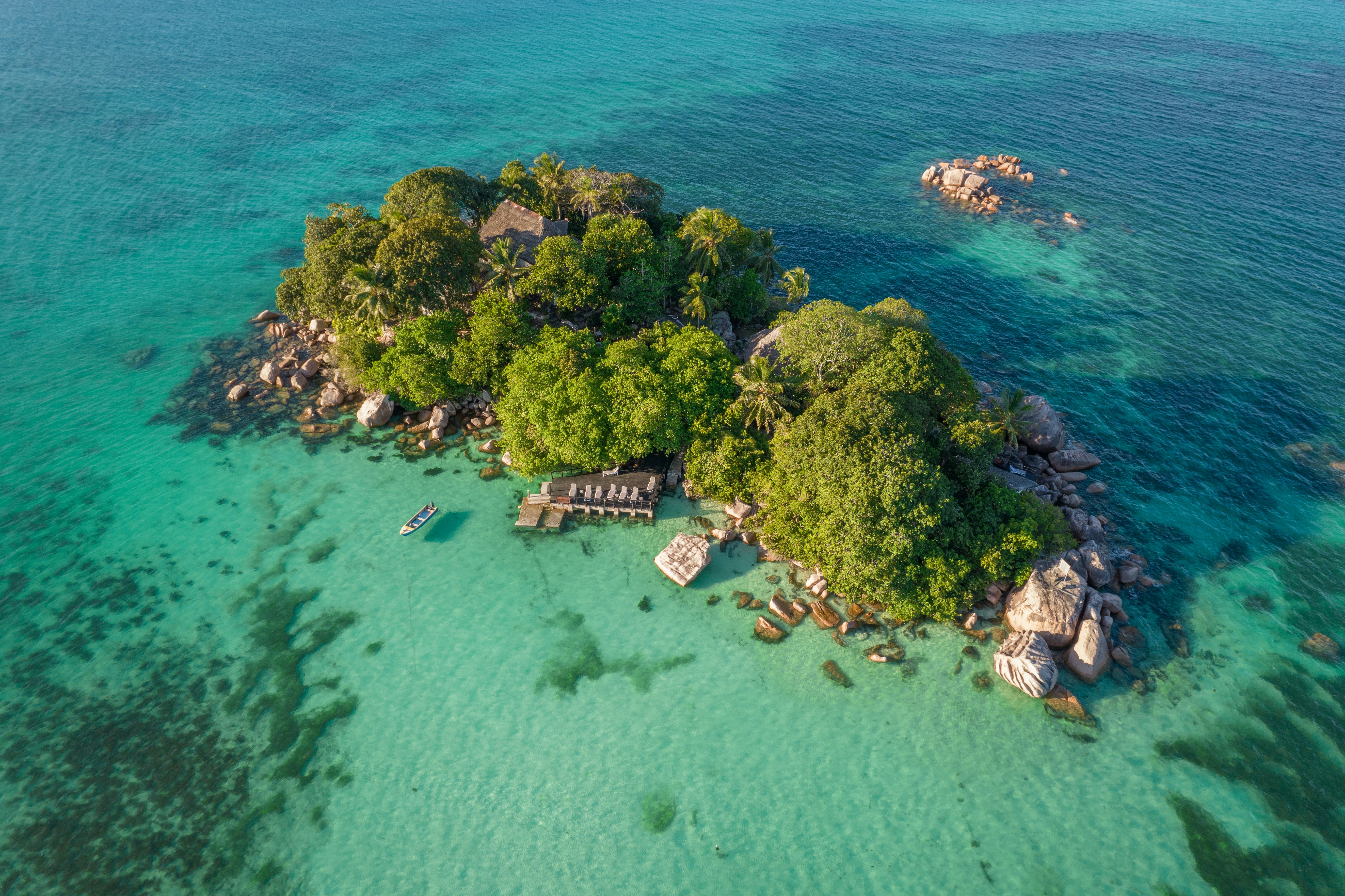 Una isla con árboles y casas foto – Imagen de Seychelles gratuita en ...