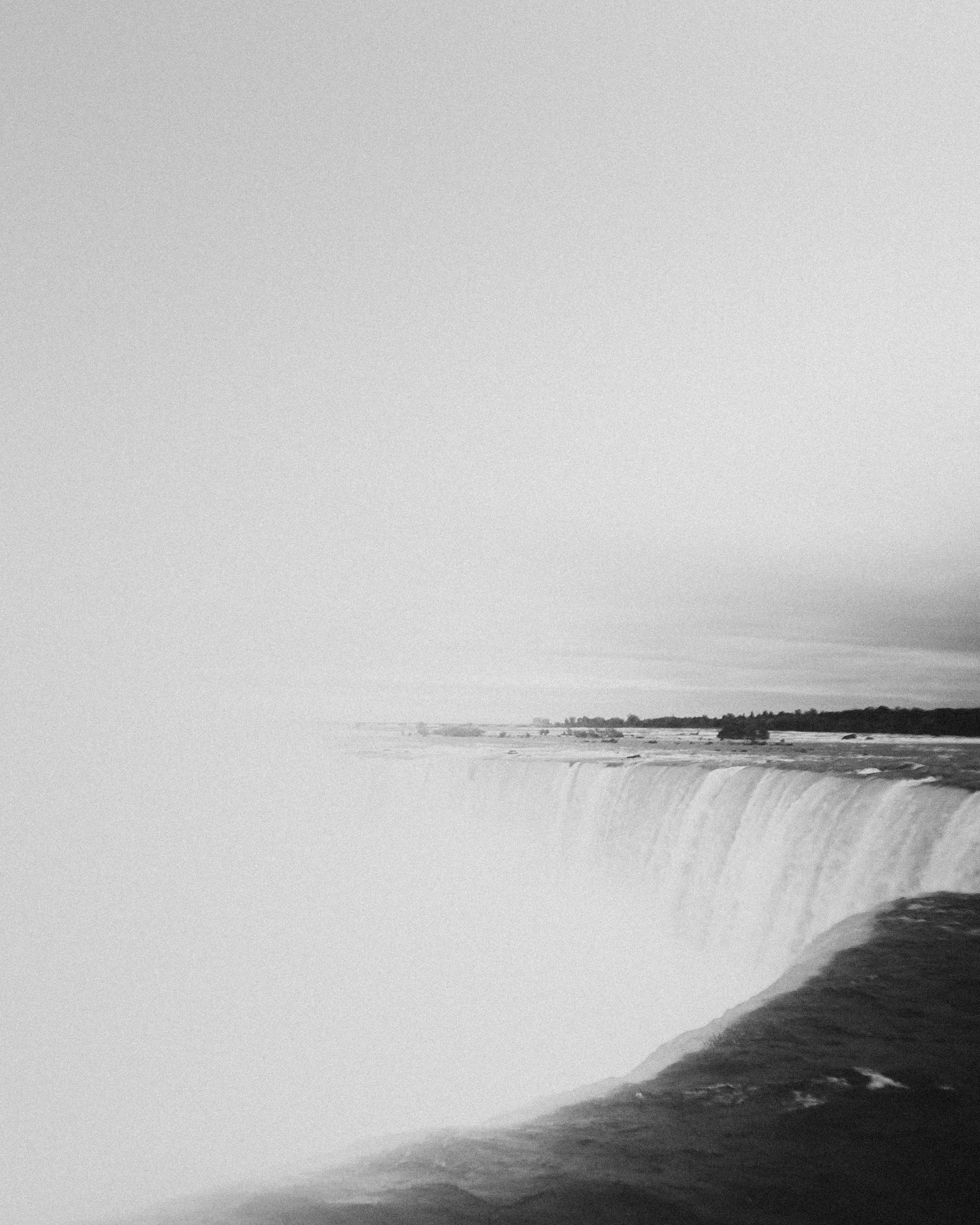 Mist-Rimmed Cascade in Monochrome