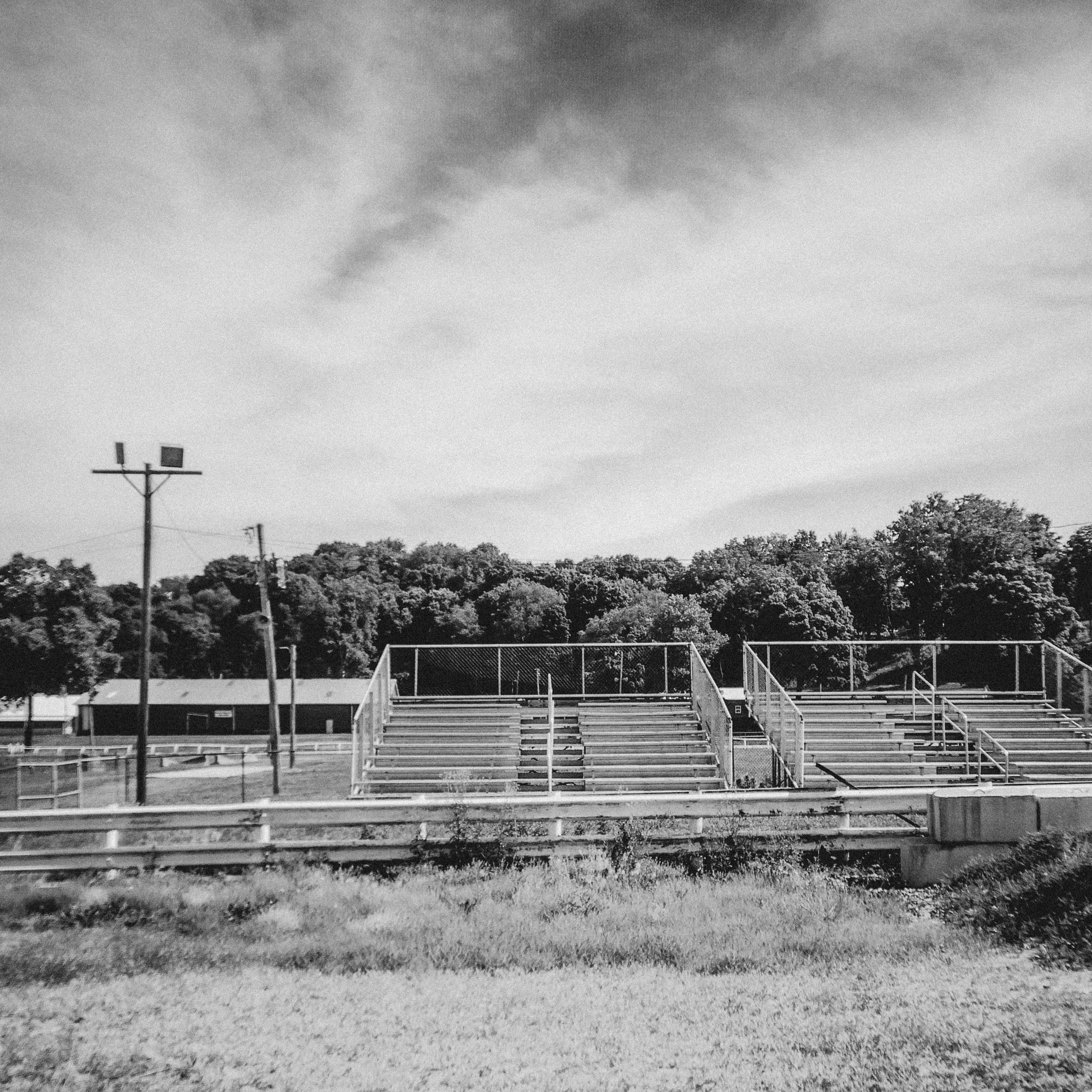 Monochrome Echo at the Empty Bleachers