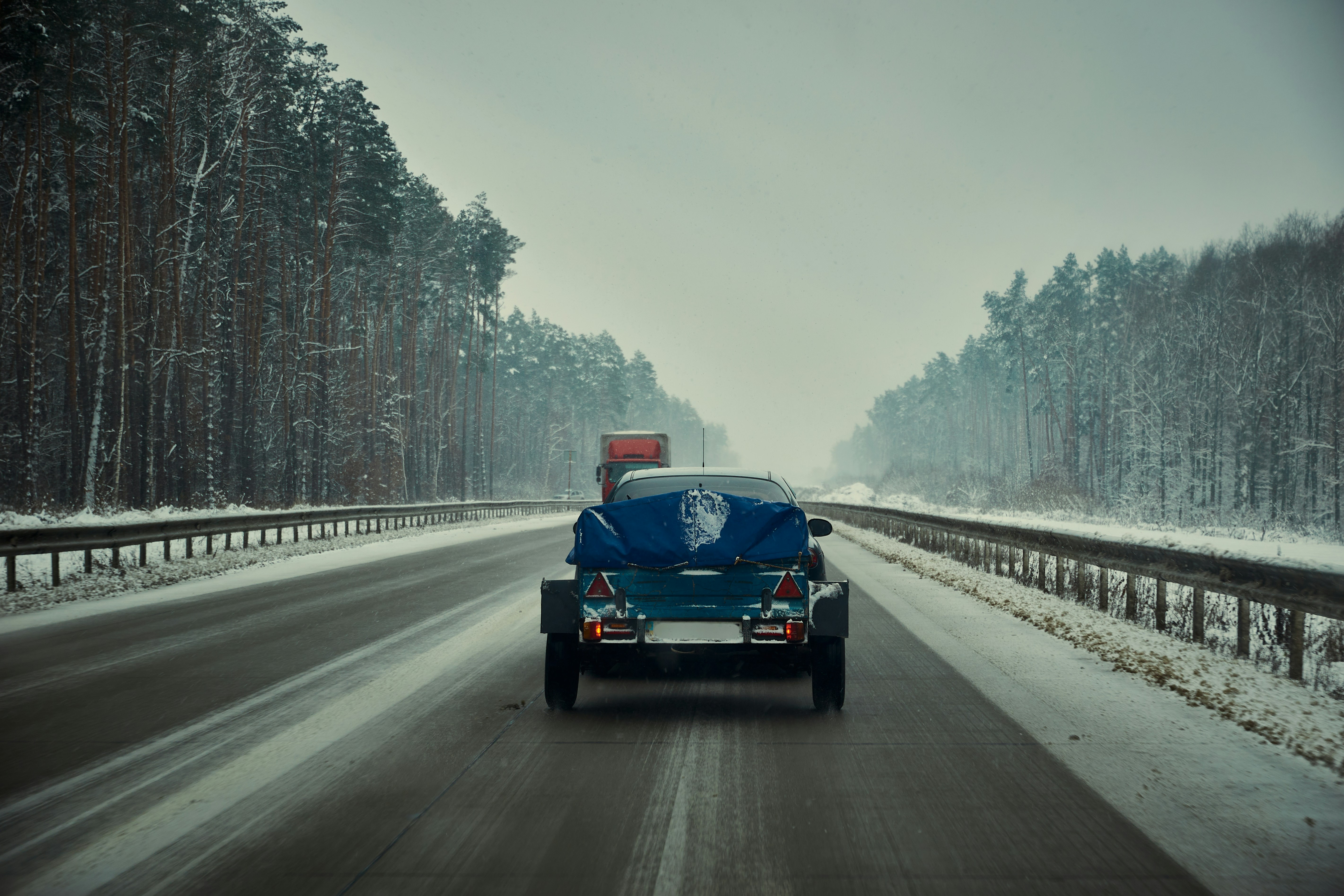 Blue Relic on a Snowbound Highway